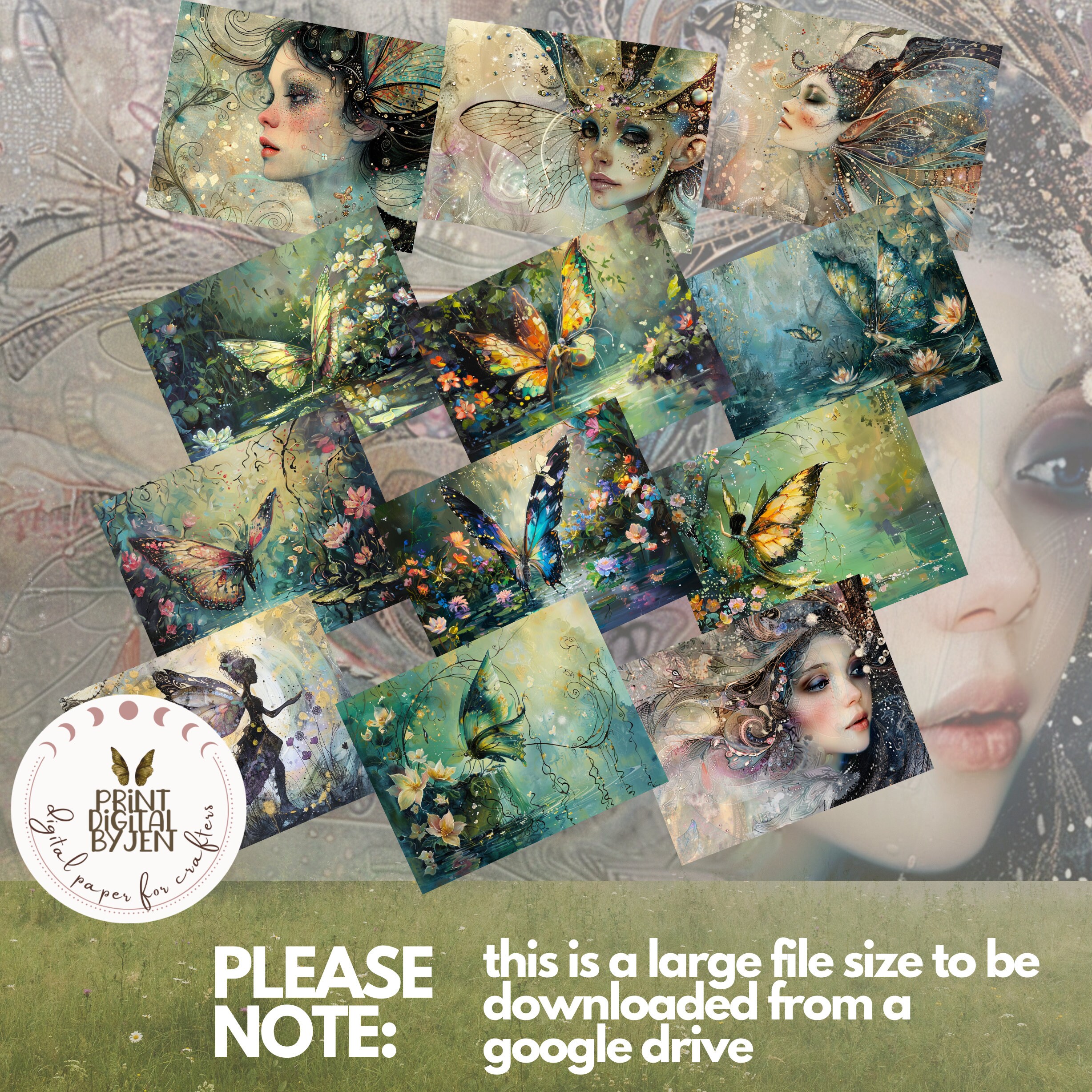 Whimsy Surreal Fairy and Butterfly Junk Journal Pages, Fantasy Fairies ...