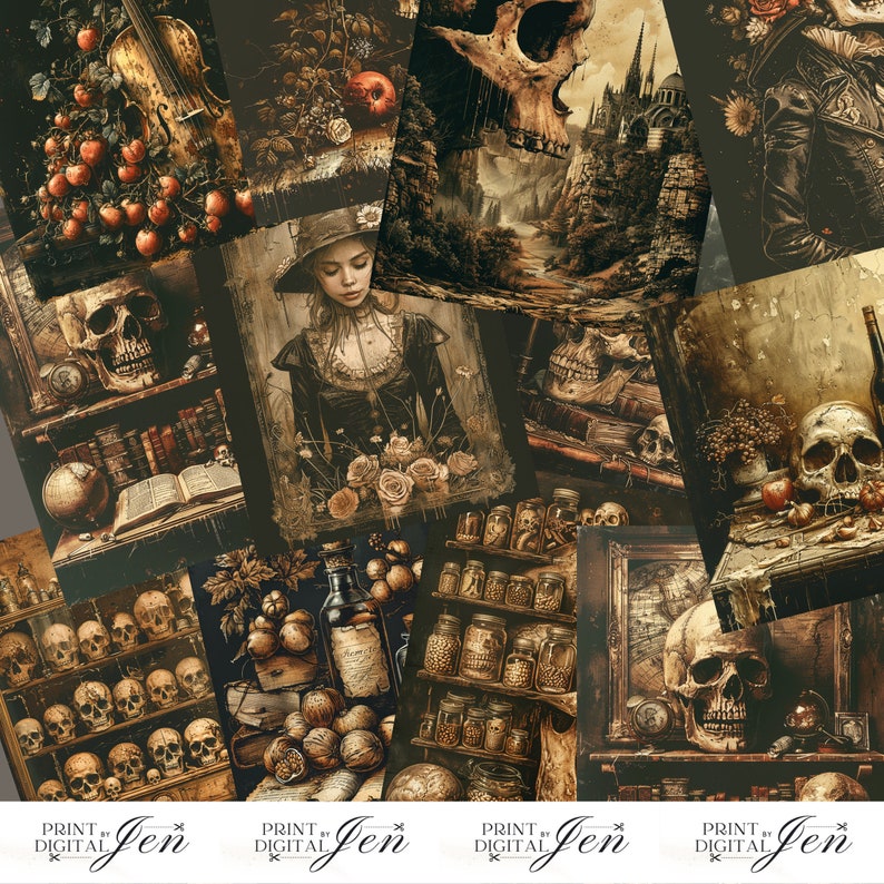 Gothic Grunge Junk Journal Bundle, Journal Cards Halloween Goth ...