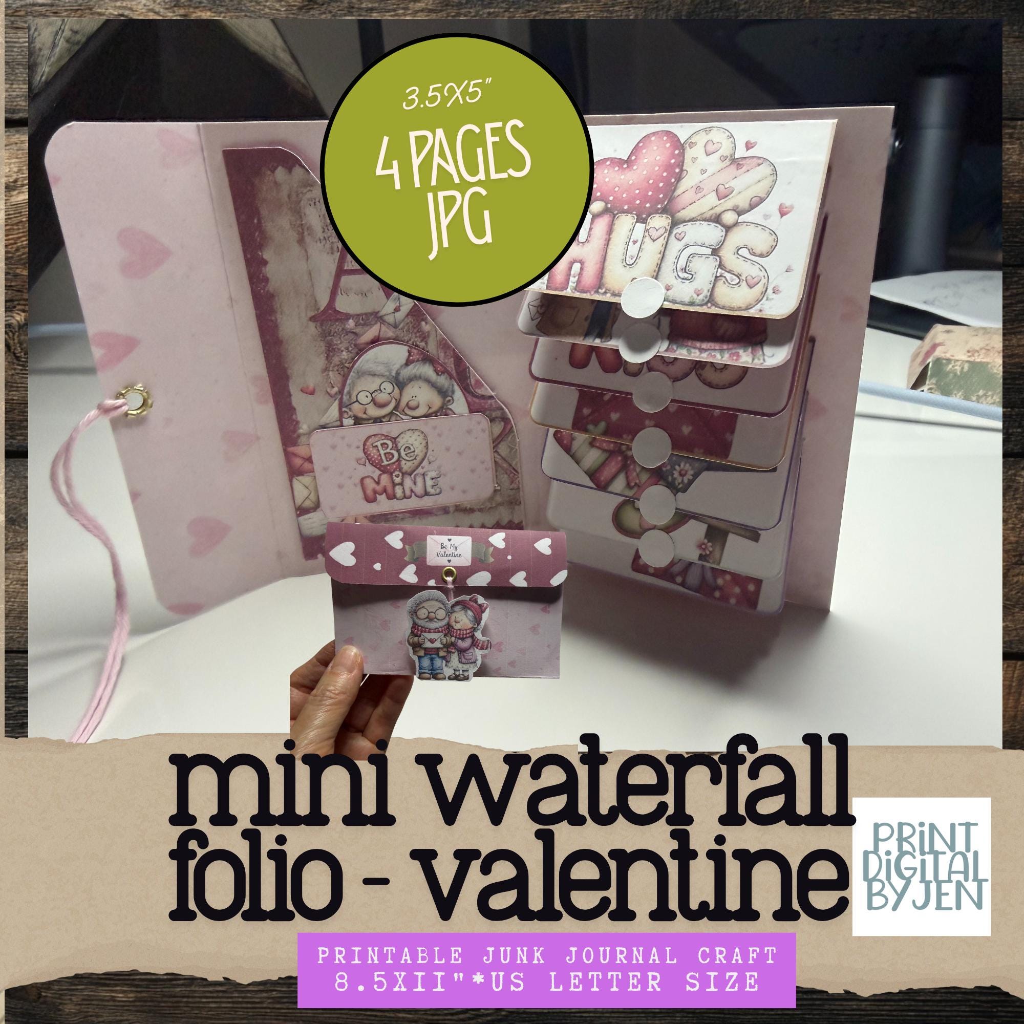 Valentine Mini Waterfall Folio: Junk Journal Printable Folio Kit - Etsy