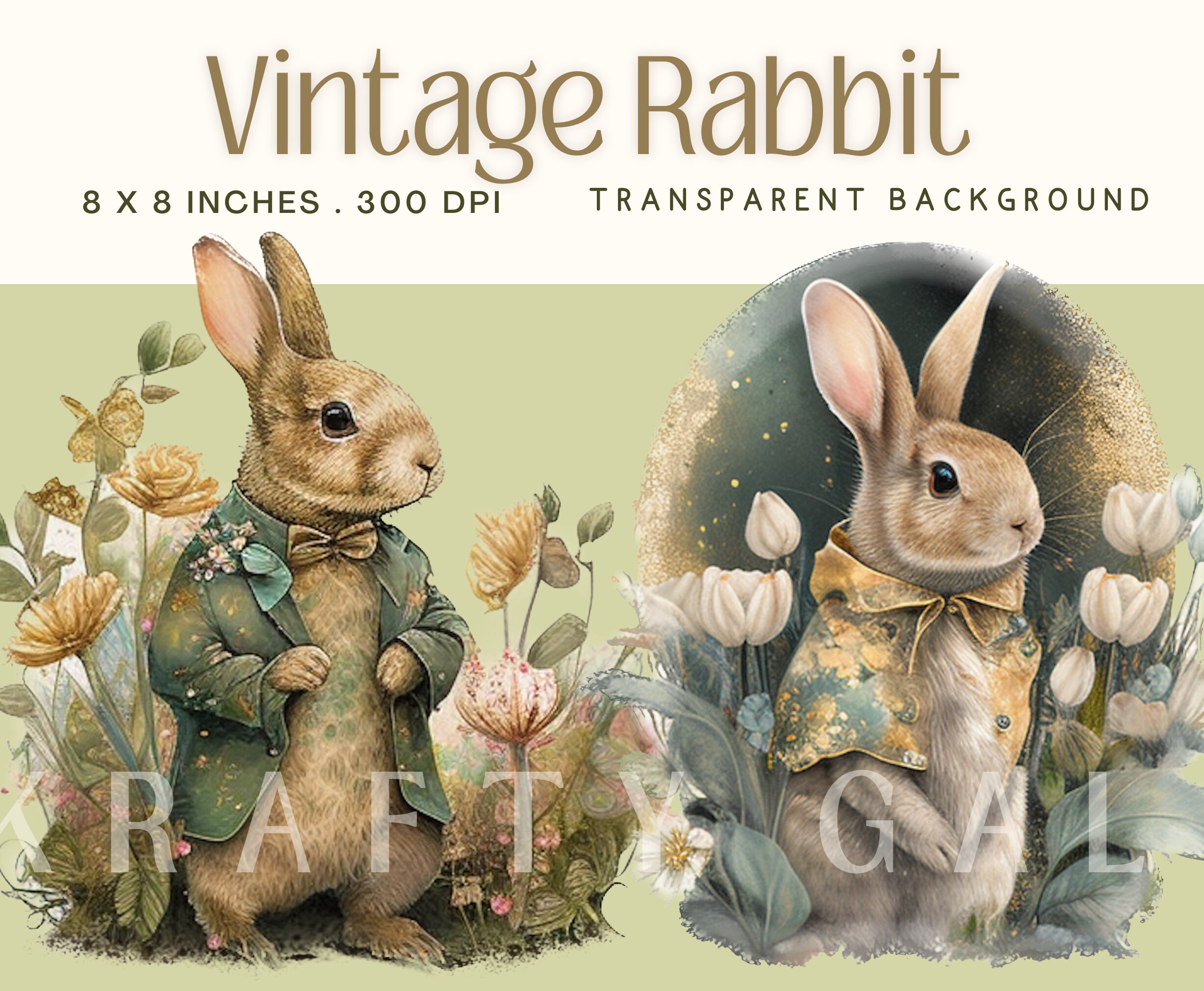 Rabbits in Coats Clipart Watercolor Bunny Png Digital - Etsy