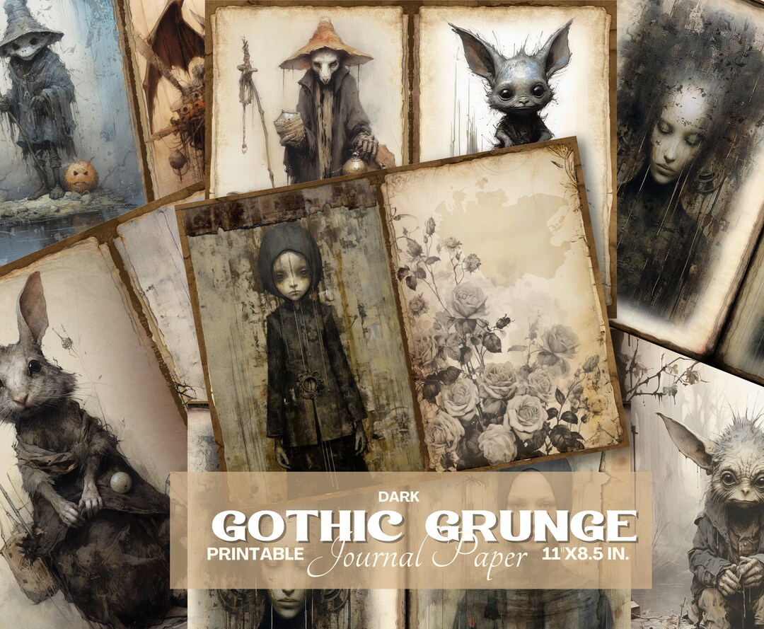 Grunge Goth Junk Journal Pages, Junk Journal Papers, Dark Page Vintage ...