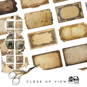 Vintage Grunge Labels Digital, Distressed Numbers, Labels, Ephemera ...