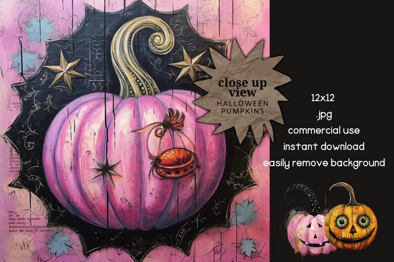 Funky Halloween Pumpkin Digital Paper: 12x12 Collage Sheets (digital ...