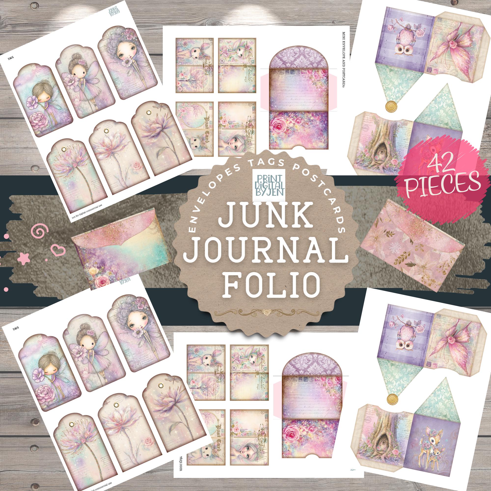 Whimsy Sparkle Junk Journal Folio – Fairytale Tags & Envelopes – 42 ...