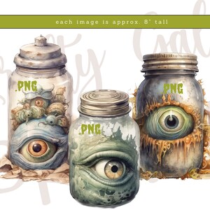 Watercolor Halloween Eyeballs in Jars Clipart Bundle (digital Download ...