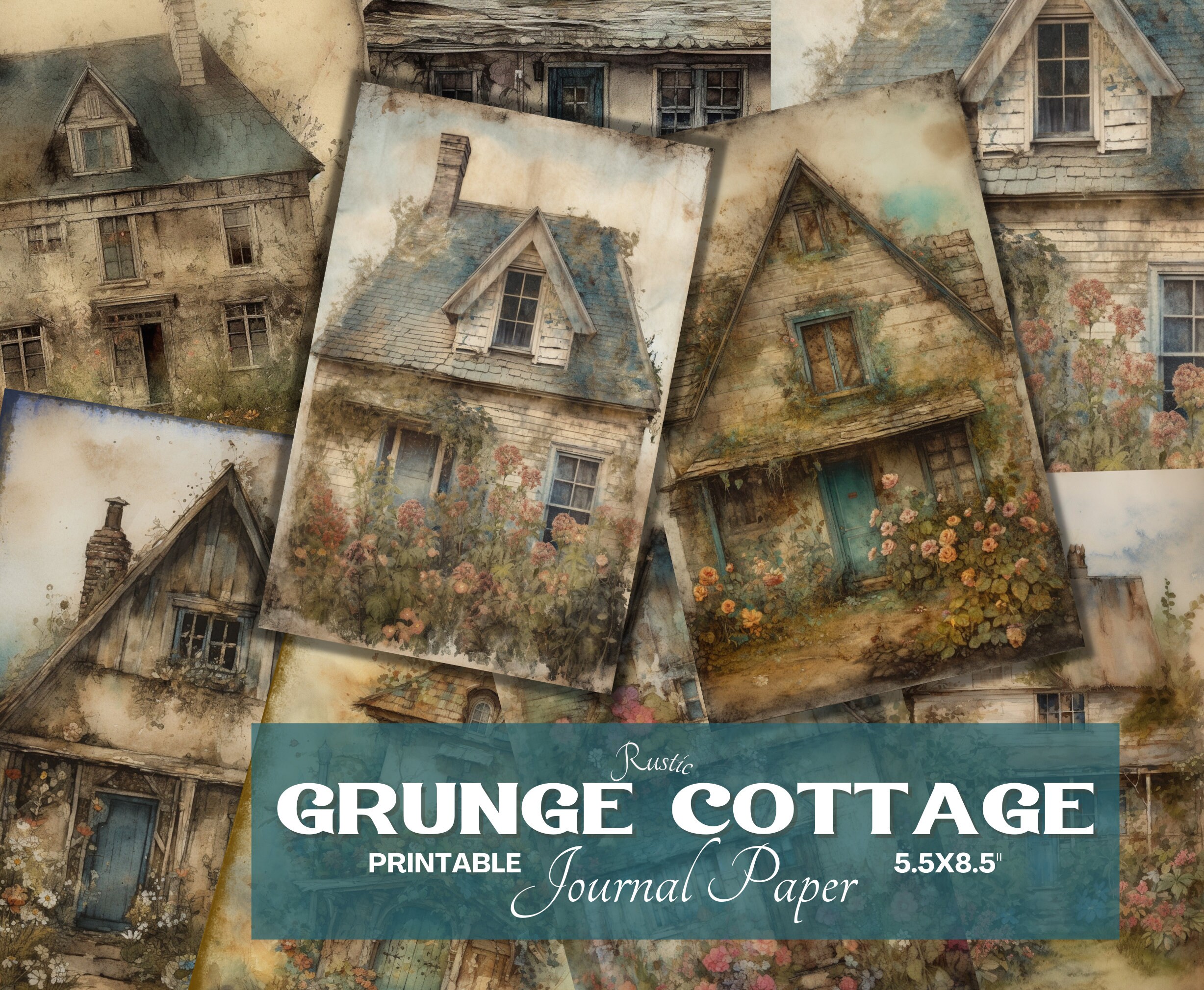 Shabby Cottage House Junk Journal Kit, Half Journal Pages, Cottage ...