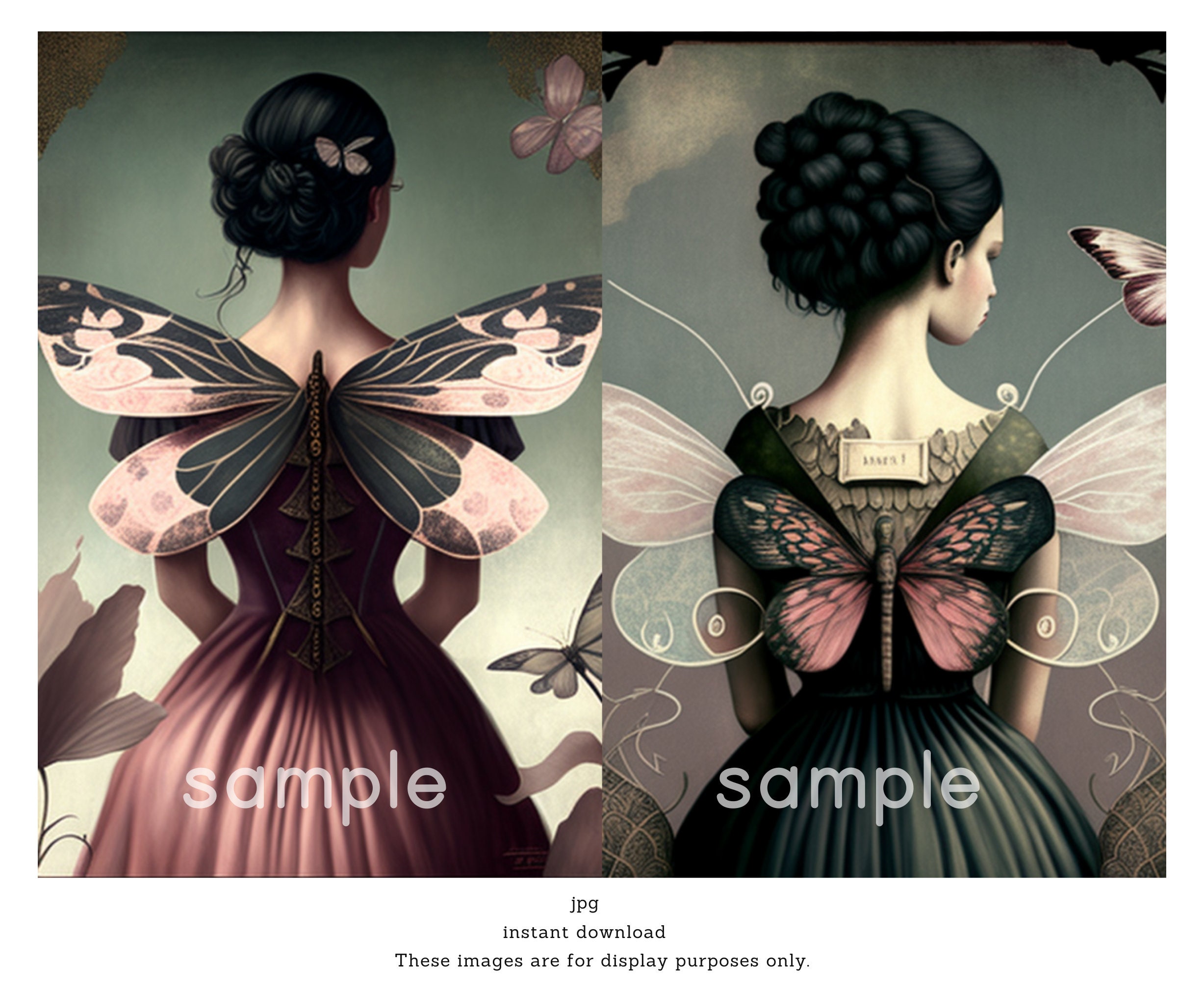 Vintage Surreal Butterfly Ladies Butterfly Wings, Junk Journal ATC ...