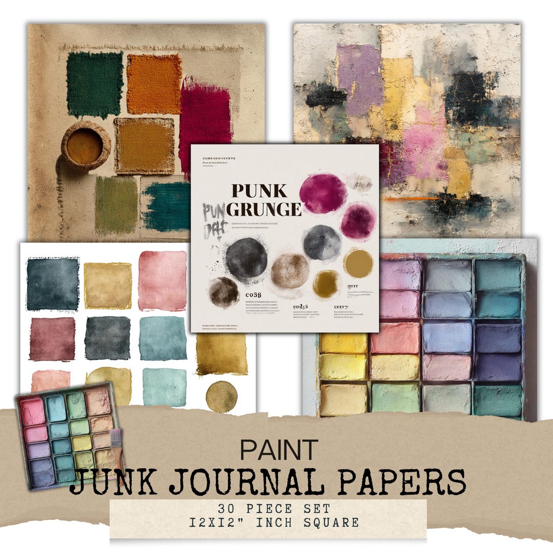 Grunge Junk Journal, Punk Paint Paper, Abstract Art Scrapbook - 30 ...