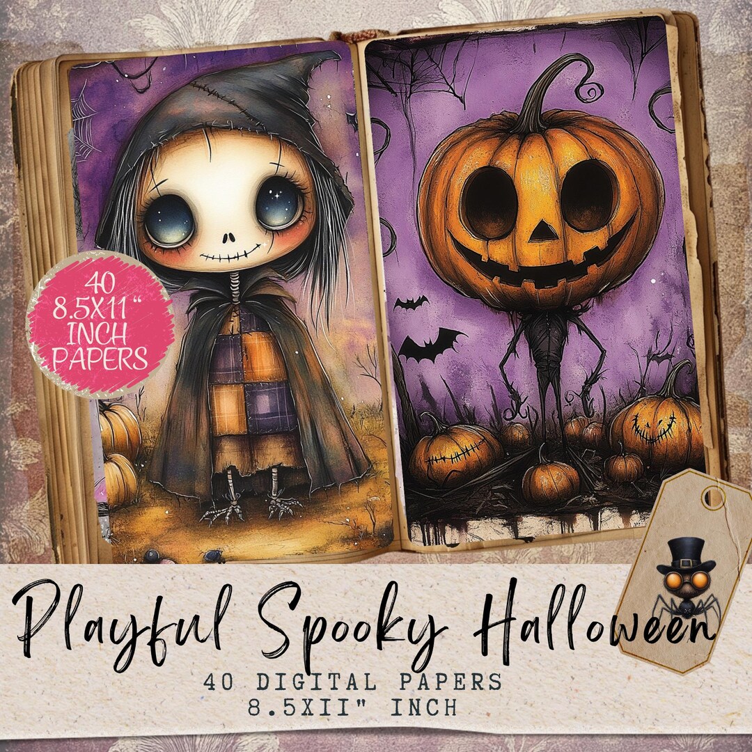 Spooky Halloween Junk Journal Kit: Printable Ephemera Pages (digital ...