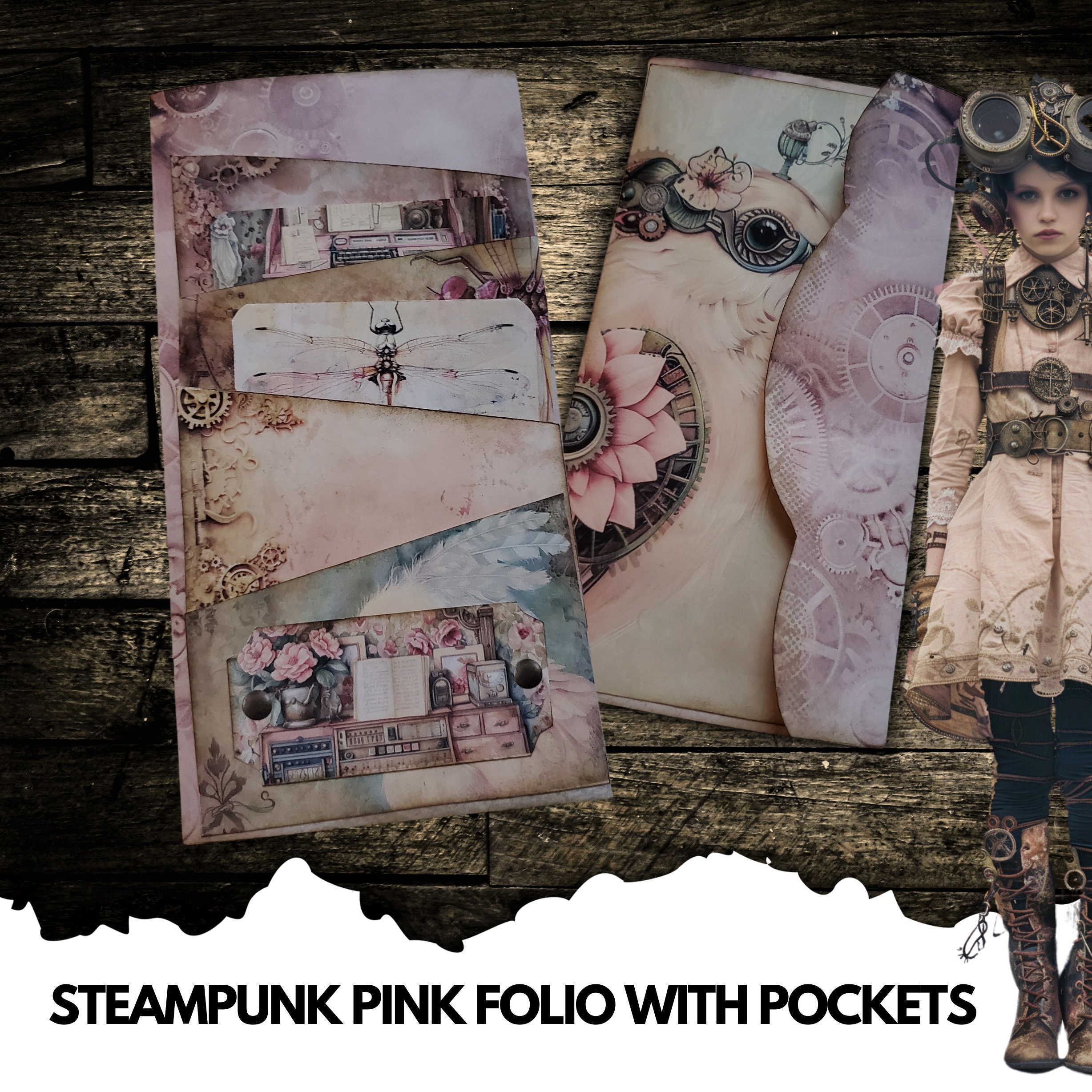 Steampunk Printable Folio Kit, Junk Journal Ephemera, Digital Download ...