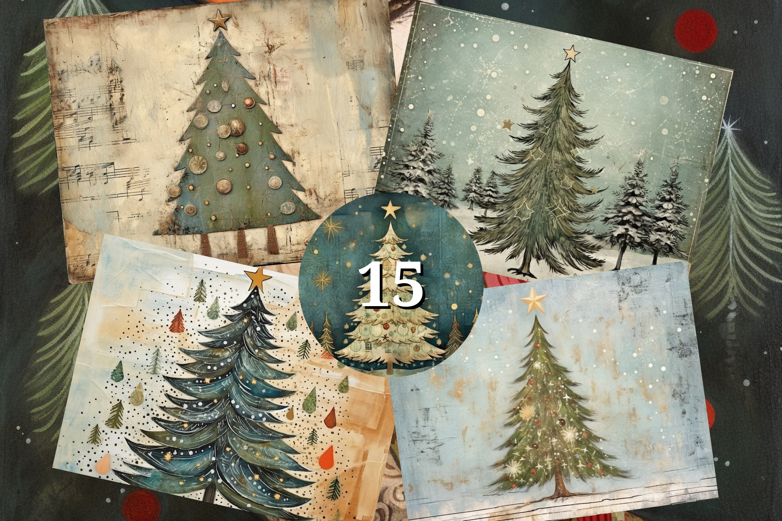 Christmas Tree Junk Journal Kit Winter Vintage Ephemera Journal Digital ...