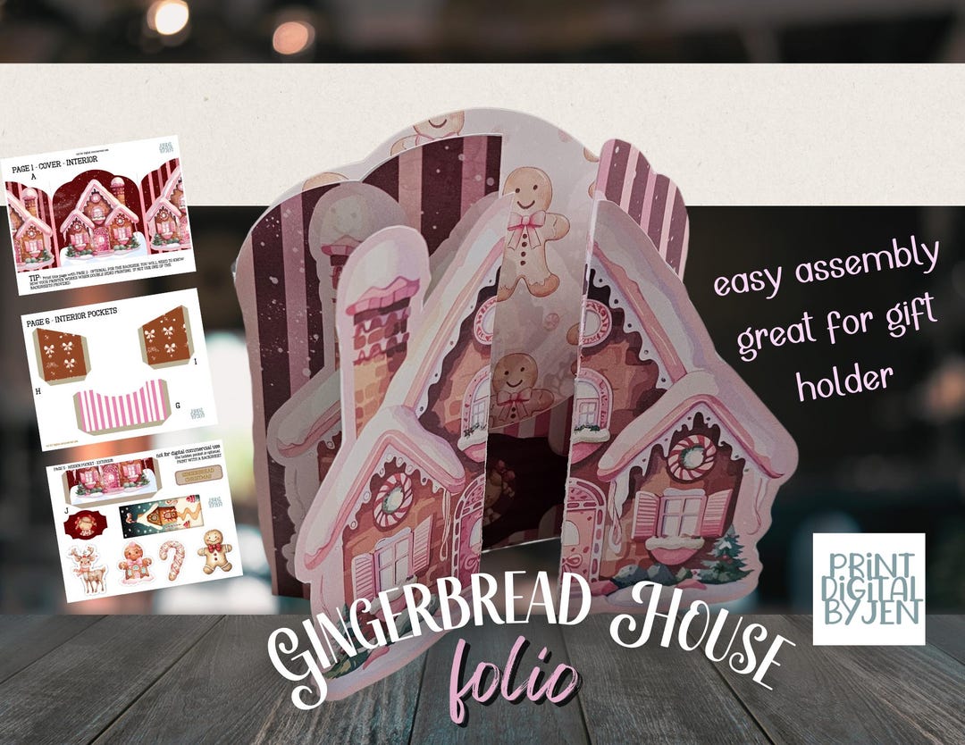 Gingerbread House Christmas Junk Journal Folio: Gift Card Holder ...