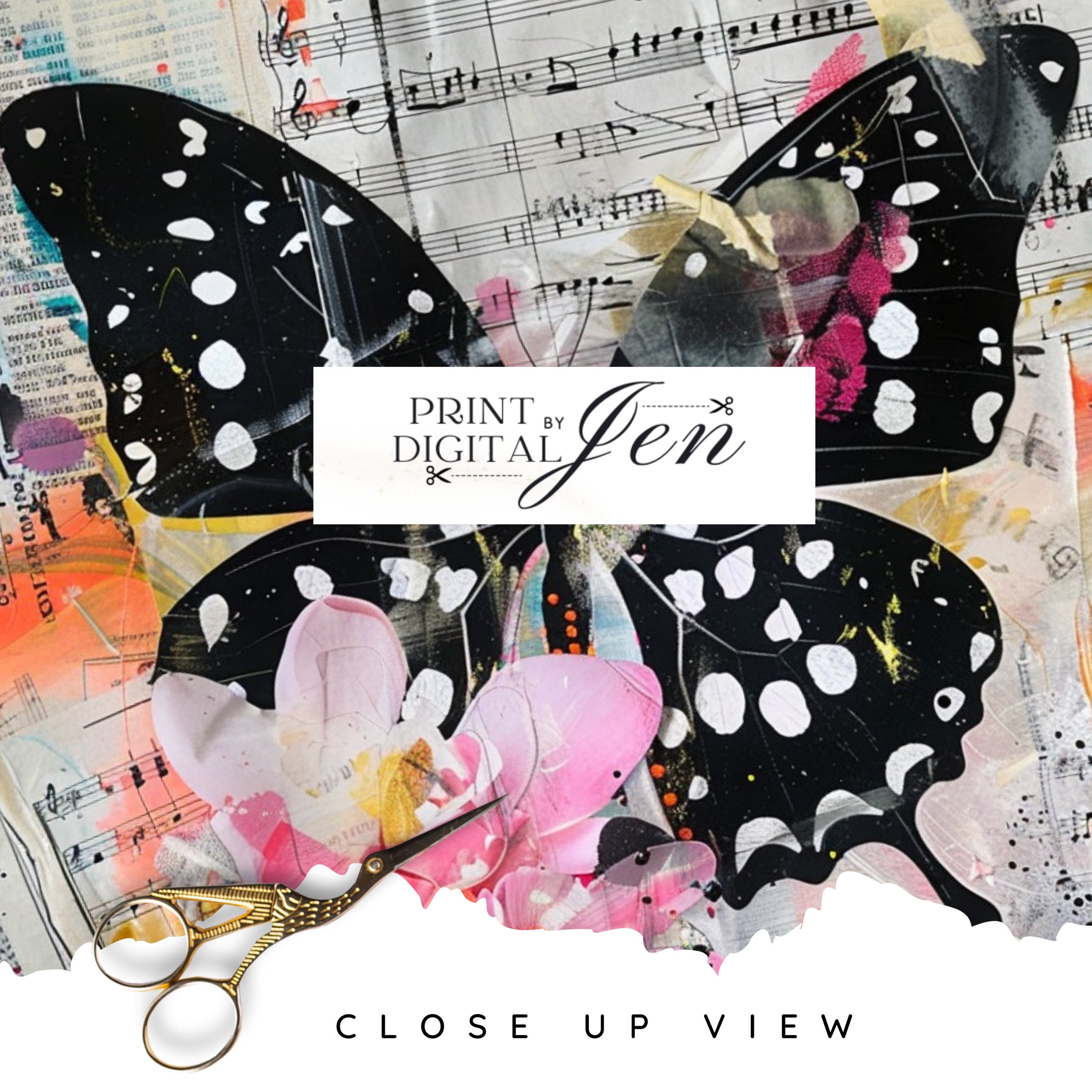 Retro Girl Collage Journal Cards: Butterfly Surreal Paper (digital ...