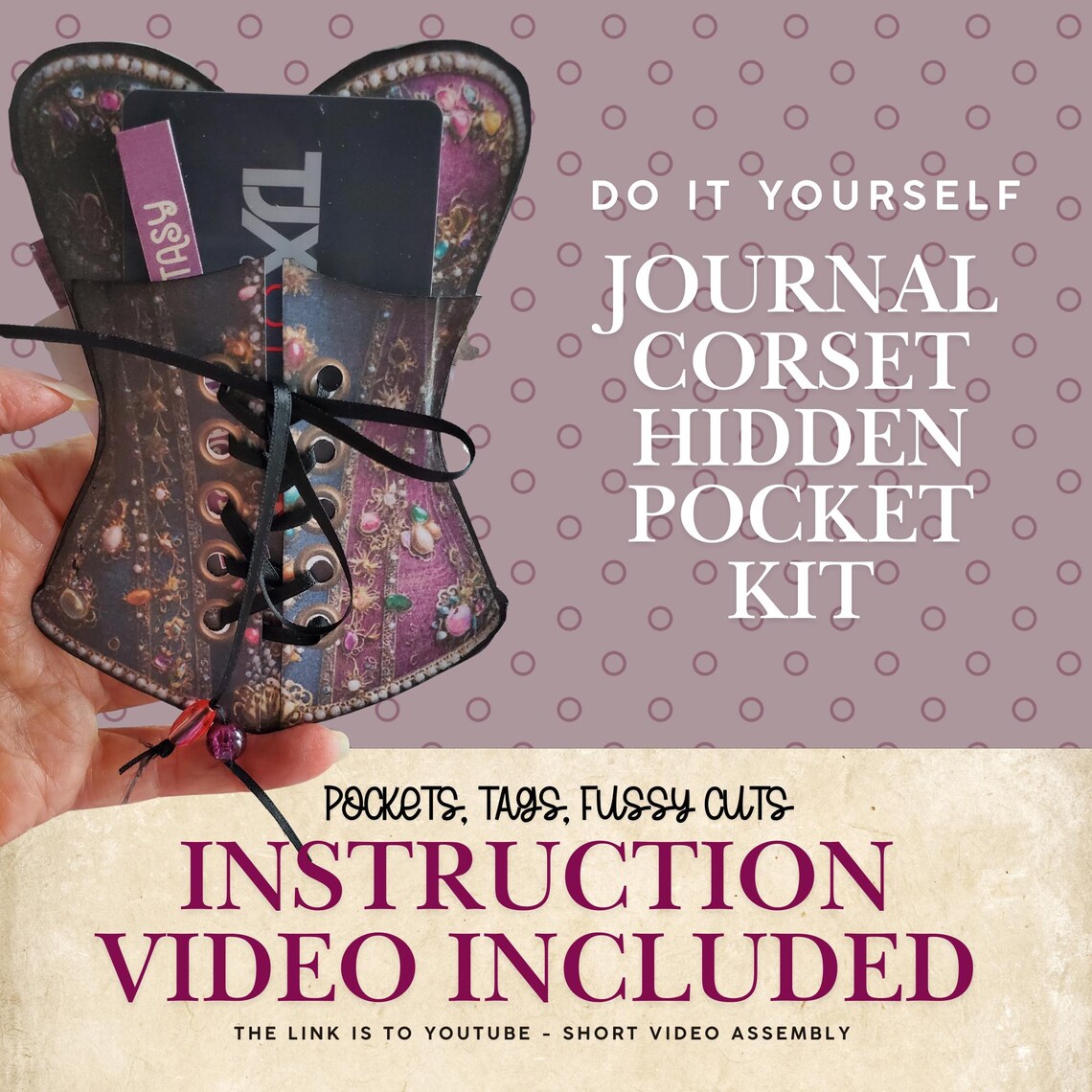 Corset Pocket Junk Journal Ephemera: Gems and Jewels Set (PDF & JPG ...