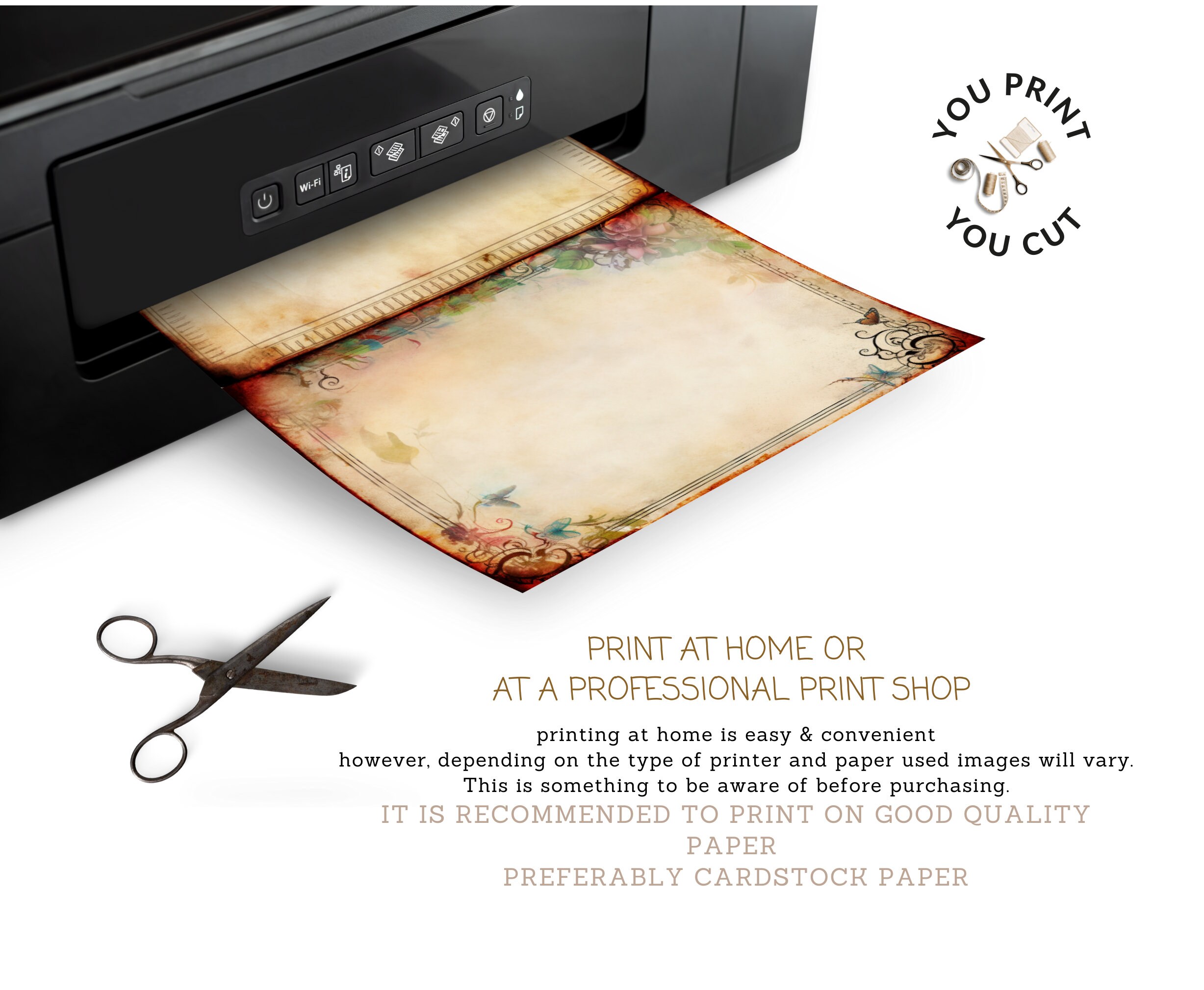 Boho Borders Journal Papers, Printable Pages, Digital Scrapbooking ...