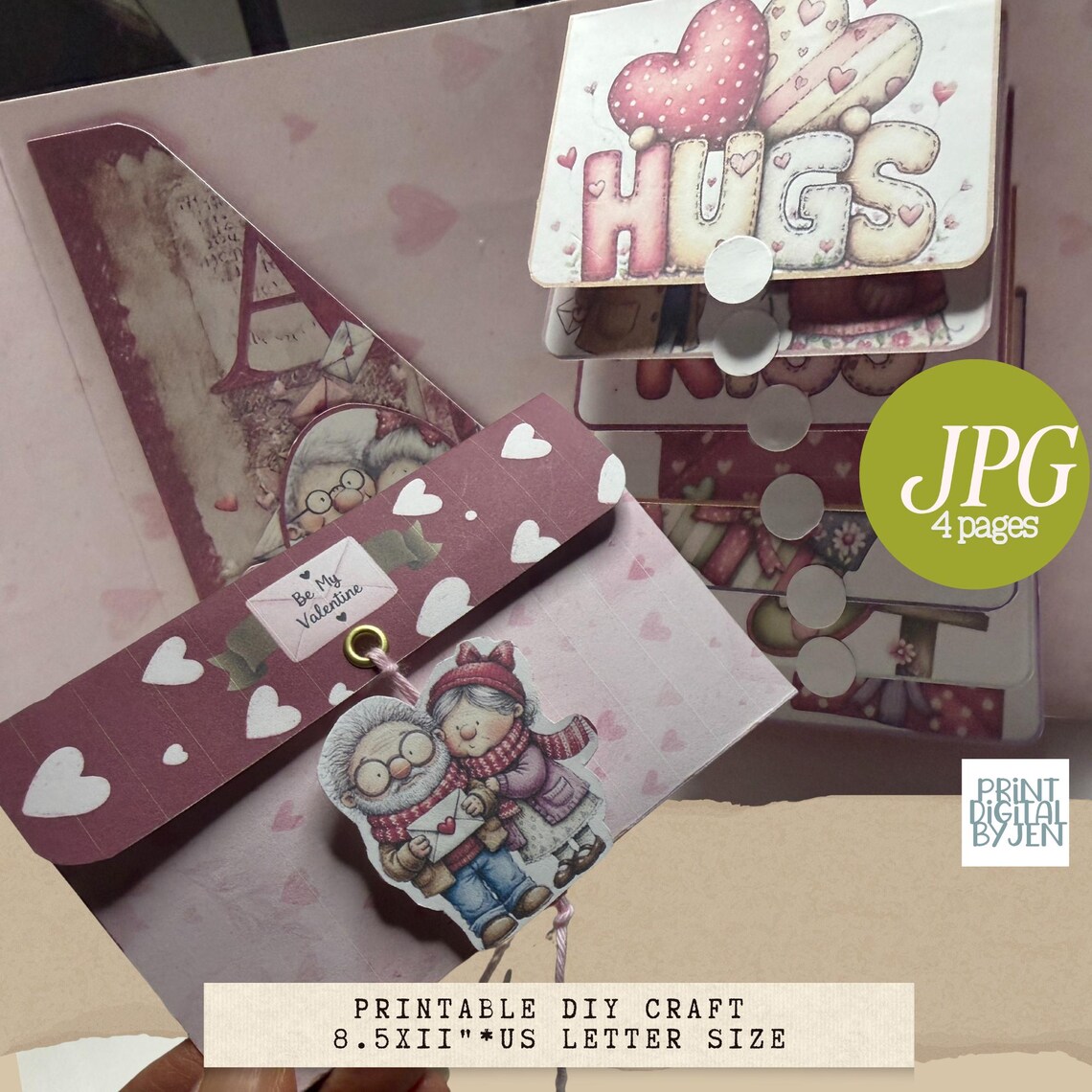 Valentine Mini Waterfall Folio: Junk Journal Printable Folio Kit - Etsy