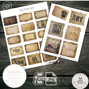 Vintage Grunge Labels Digital, Distressed Numbers, Labels, Ephemera ...