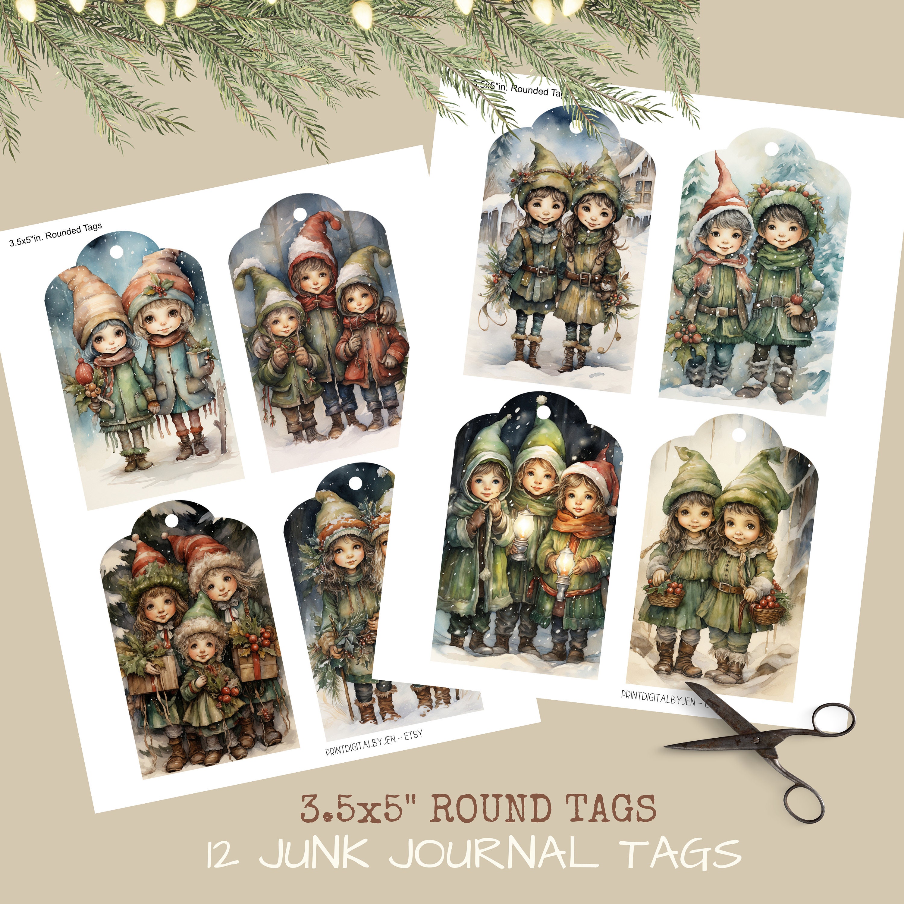 Christmas Elf Junk Journal Pages: Fairytale Printable Ephemera (digital ...