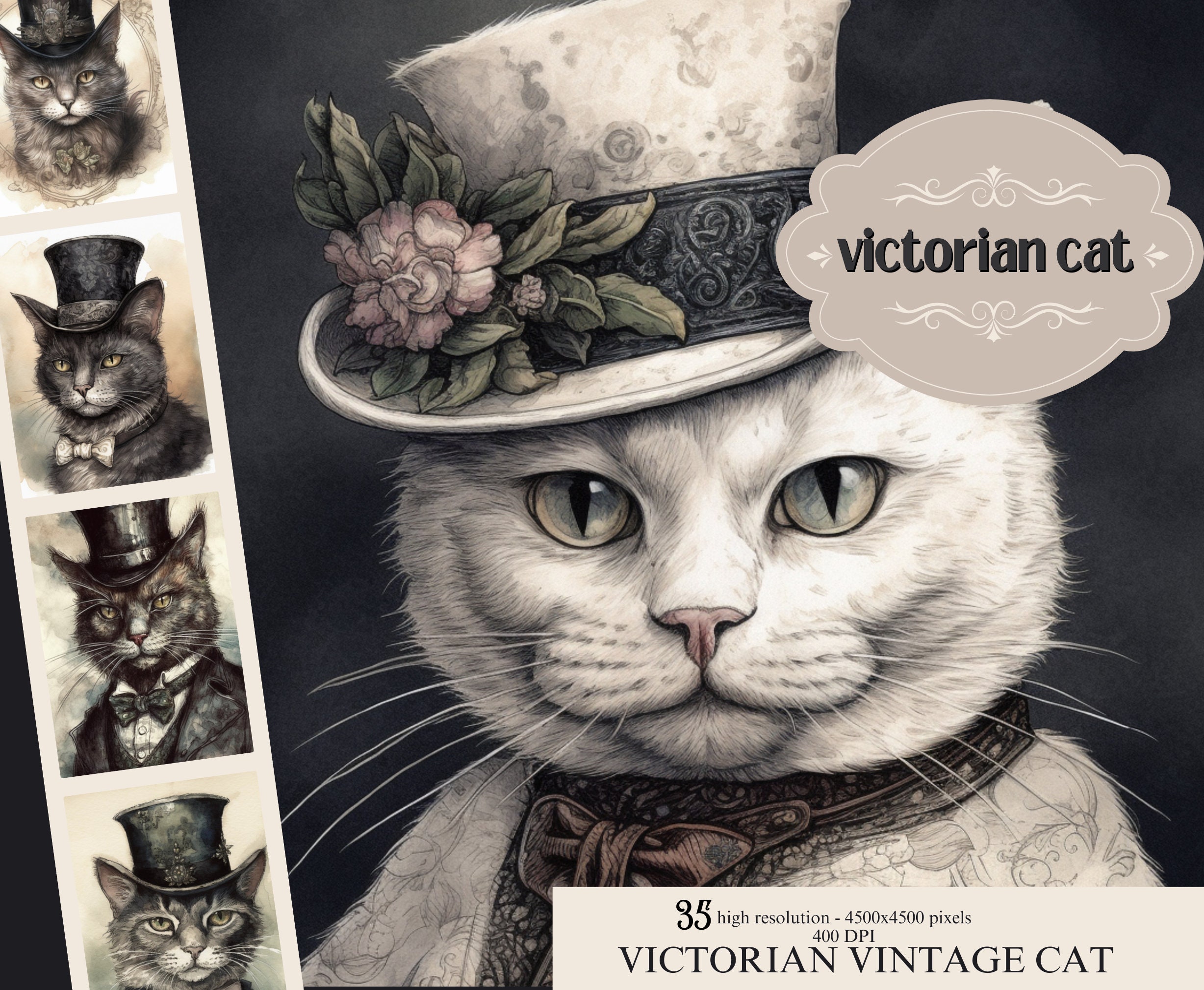 Victorian Cats Wearing Early 1900's Costumes, Early 1900's Victorian ...