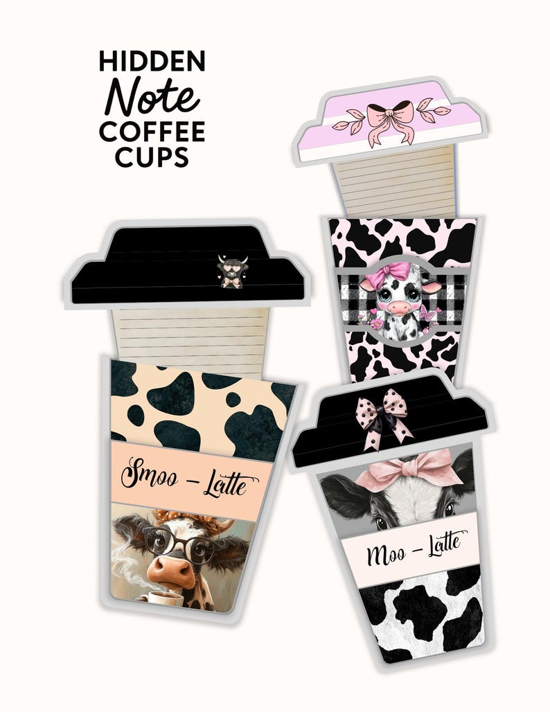 Funny Cow Coffee Cup Hidden Note, Junk Journal Printable (set of 3) - Etsy