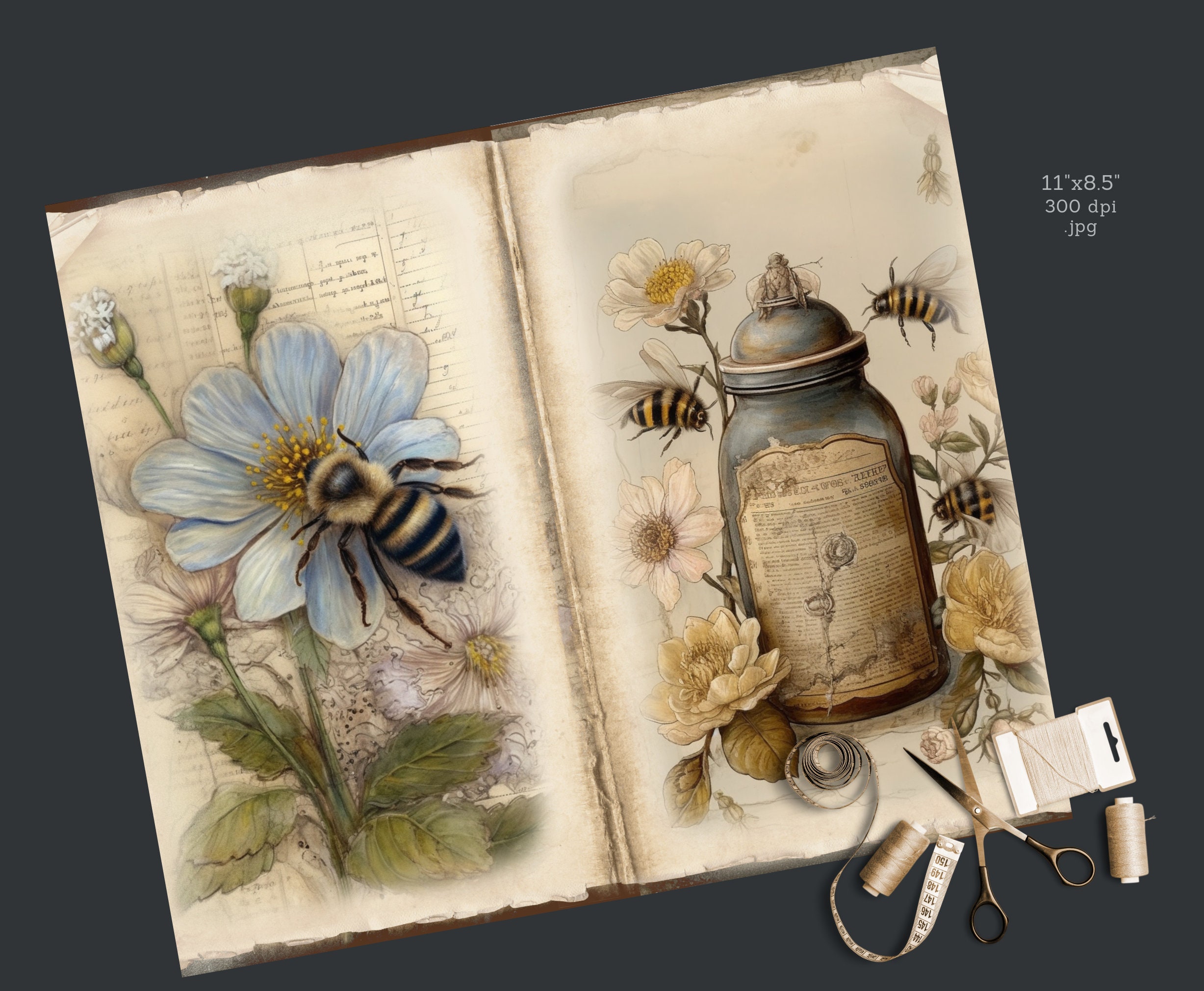 Bee Junk Journal Pages, Vintage Bee, Junk Journal Kit, Beekeeper, Junk ...
