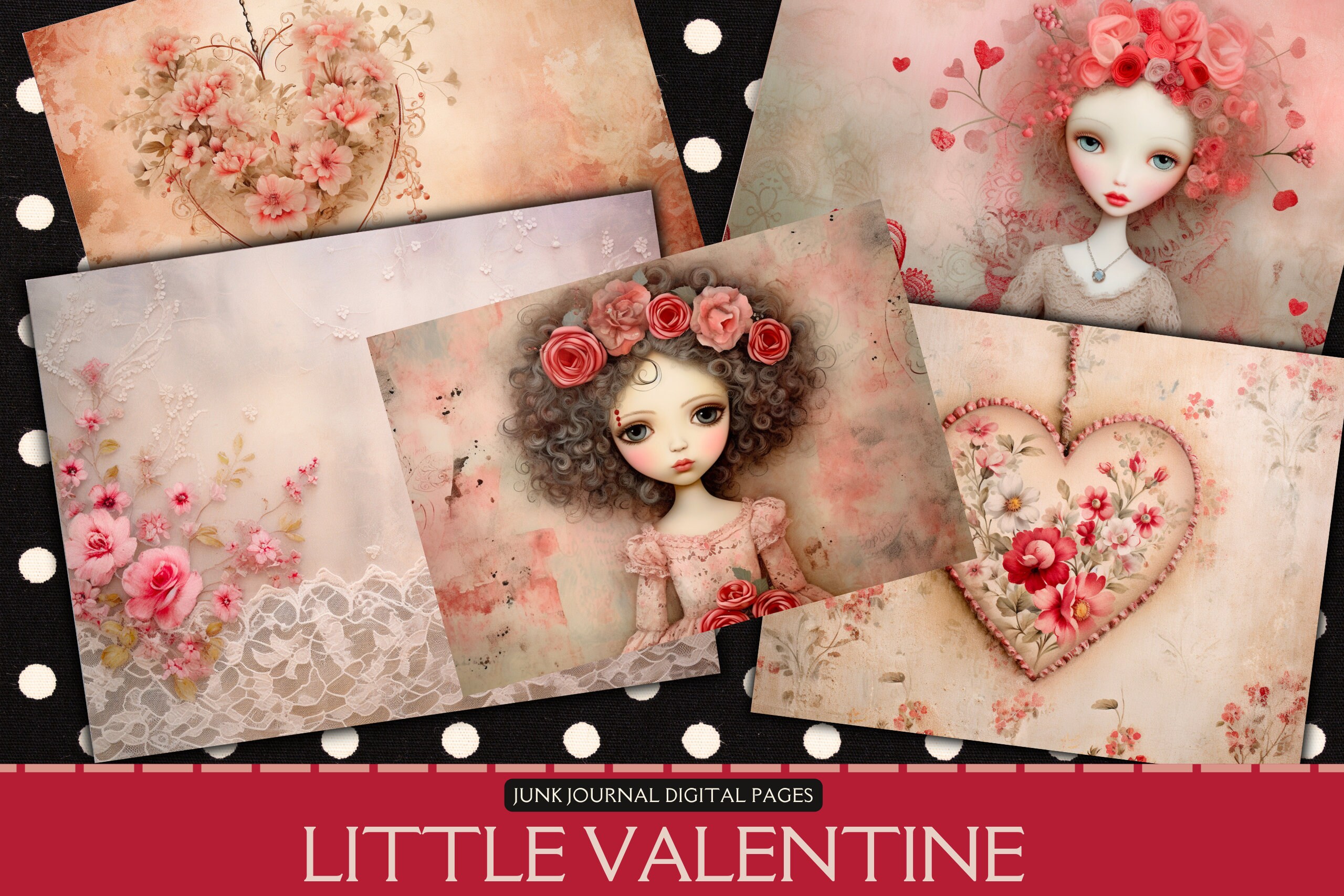 Valentine's Day Papers, Collage Printable Junk Journal, Cute Girl Junk ...