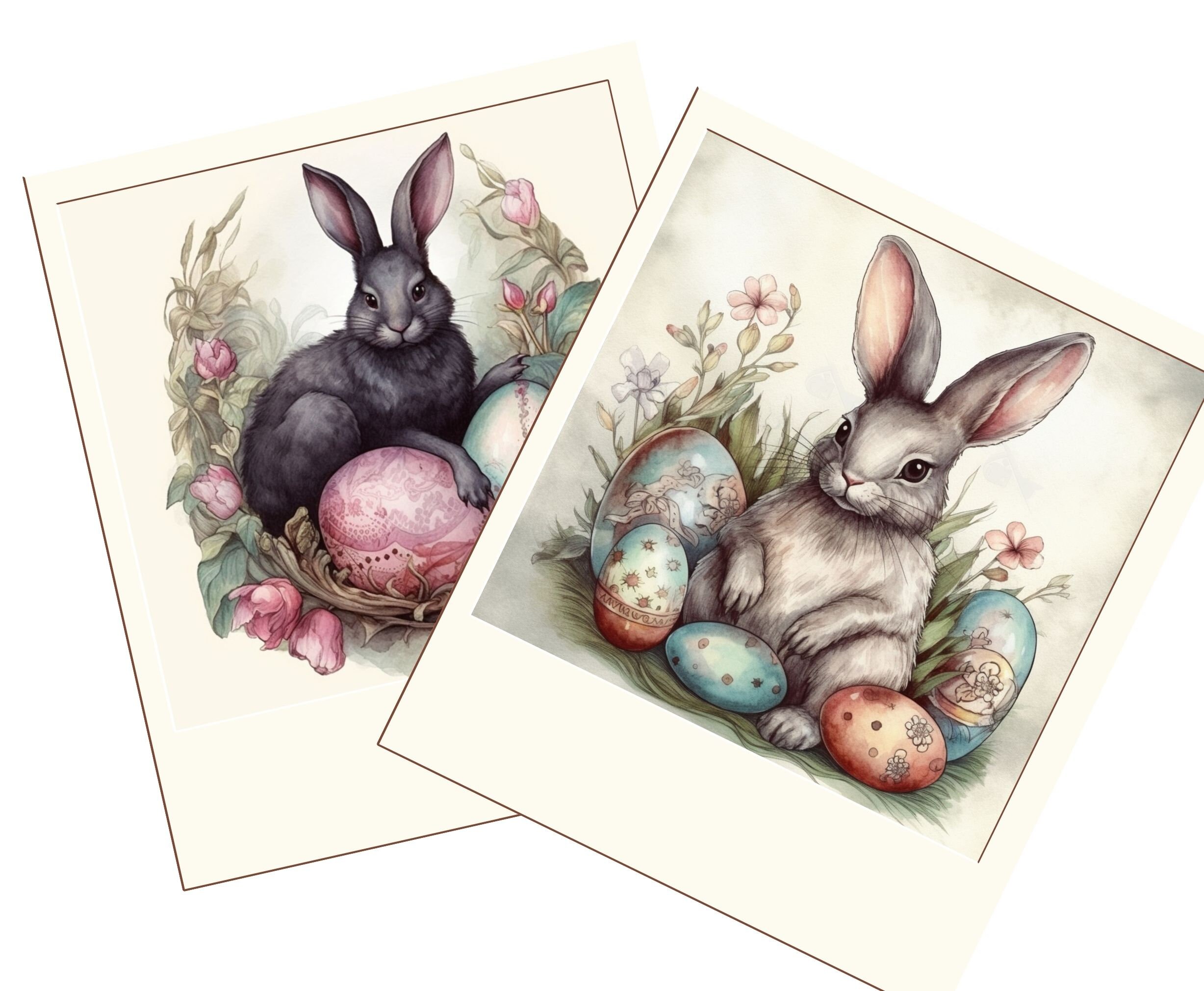 Vintage Bunny Easter Digital Paper Bundle, Vintage Rabbit Paper Pack ...