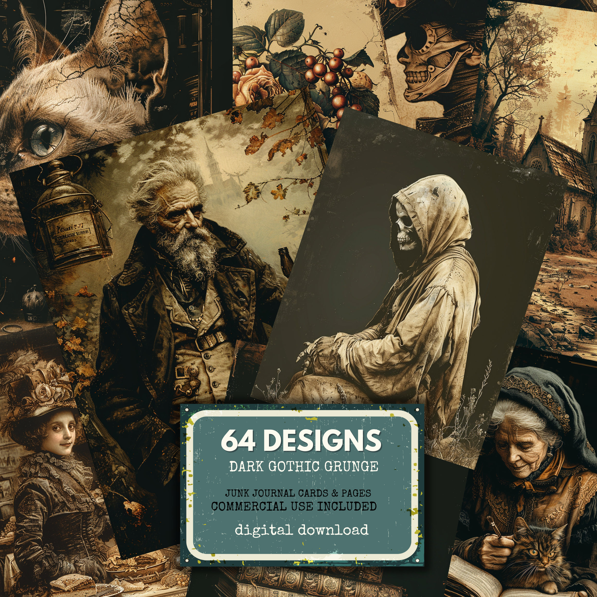 Gothic Grunge Junk Journal Bundle, Journal Cards Halloween Goth ...