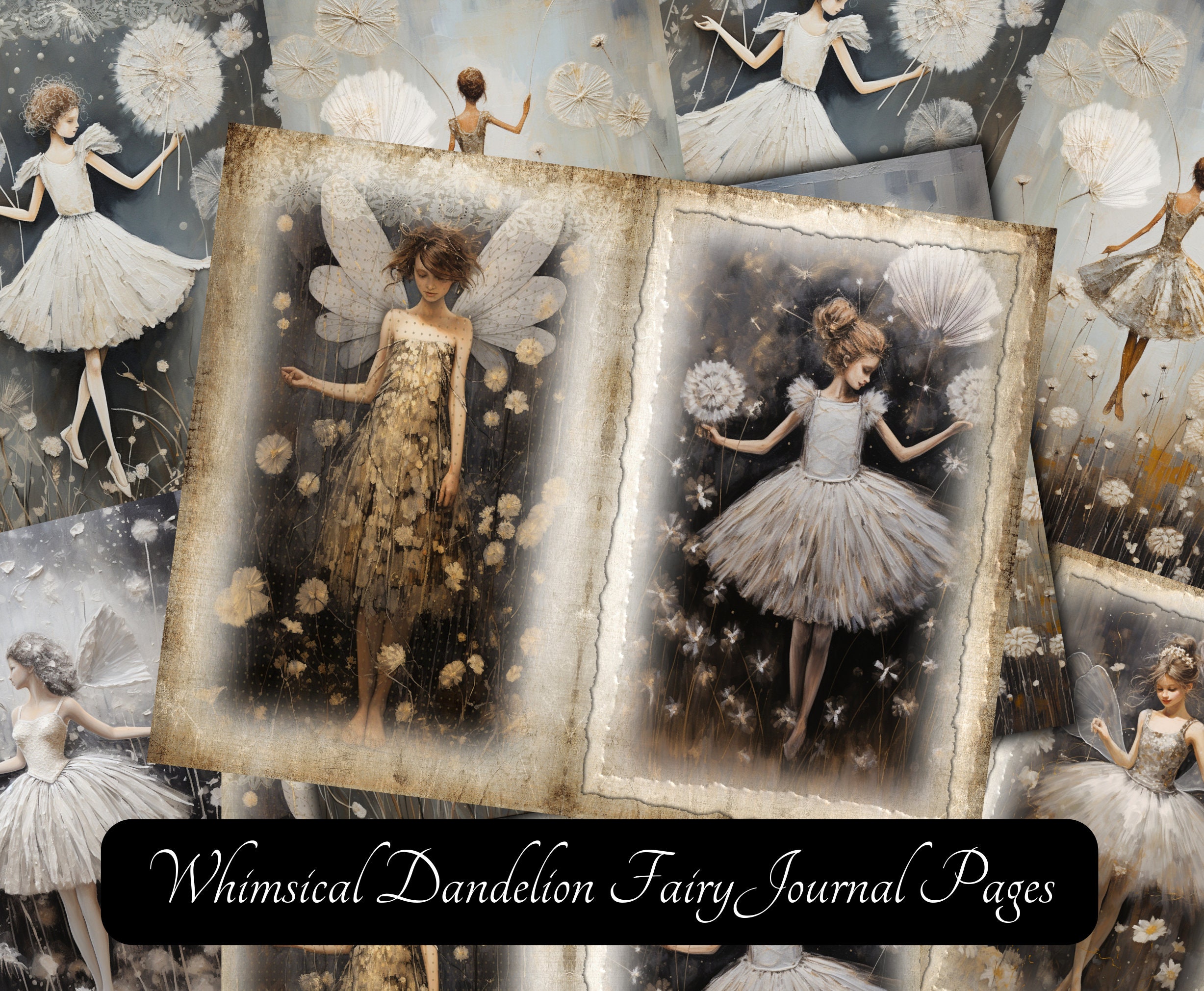 Whimsical Dandelion Fairy Junk Journal Paper, Printable Fairy Journal ...