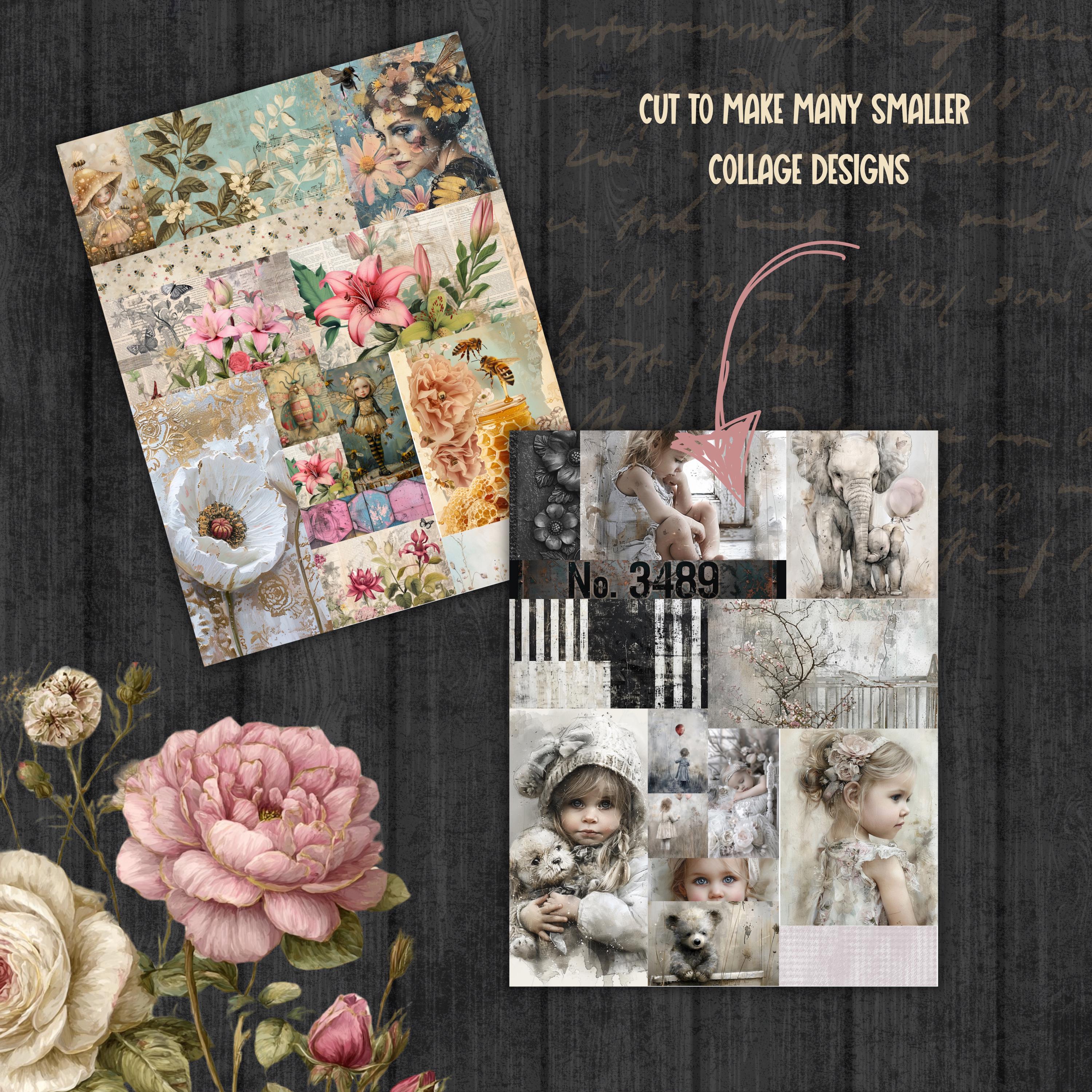 Vintage Collage Paper Pack: Retro Junk Journal Kit (JPG Digital ...