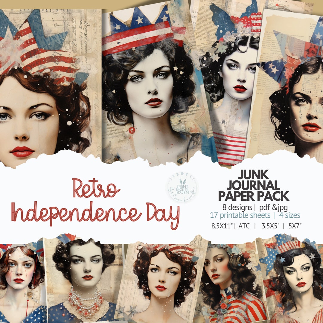 Retro 4th of July Junk Journal Paper Pack (digital Download) - Etsy