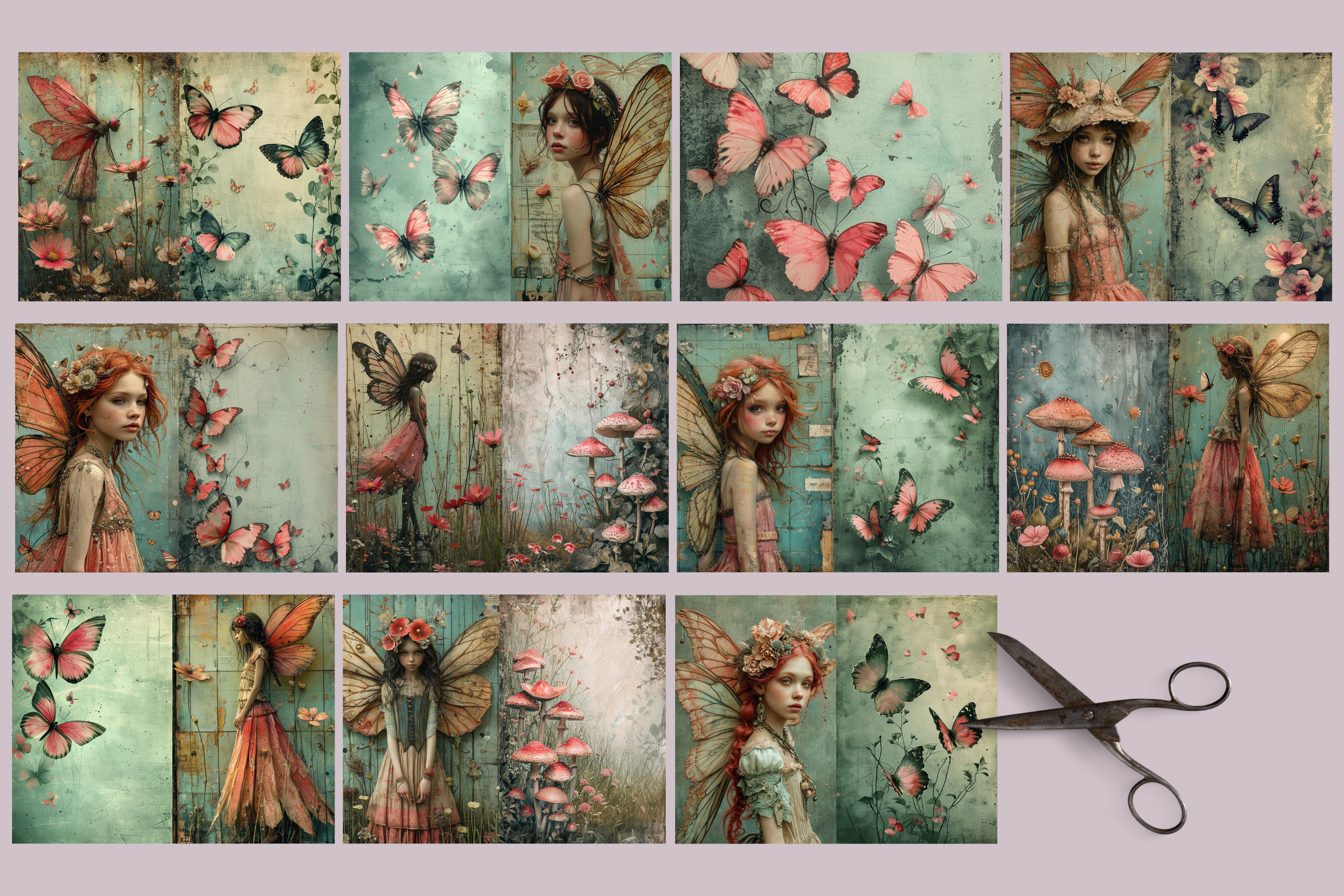 Pages du journal Fairy Junk : collage de papillons printaniers ...