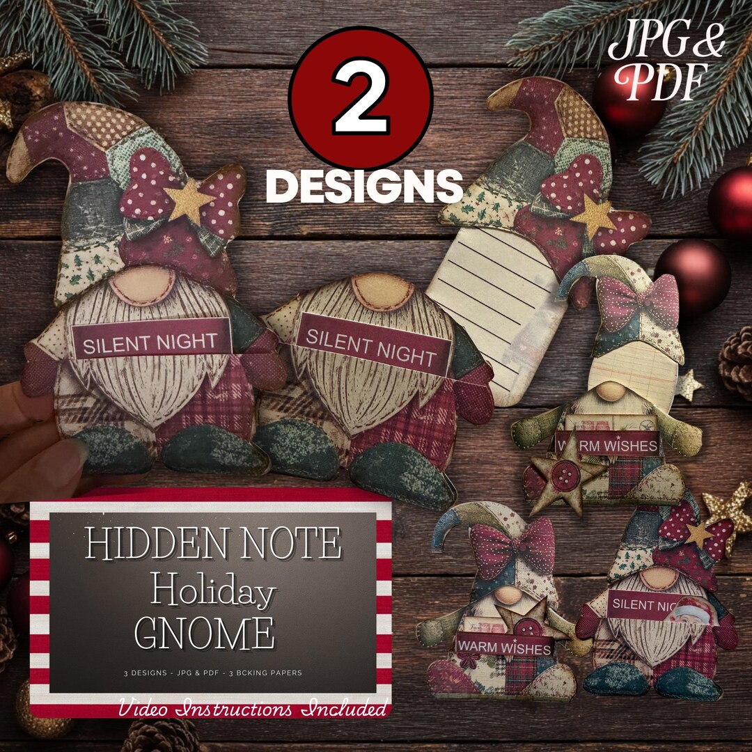 Holiday Gnome Hidden Note Junk Journal Kit – Christmas Printable JPG ...