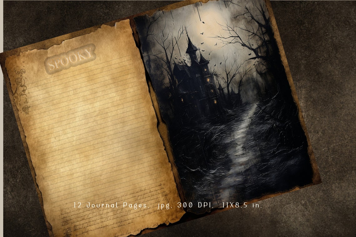 Spooky Gothic Room Junk Journal Paper: Halloween Printable (digital ...