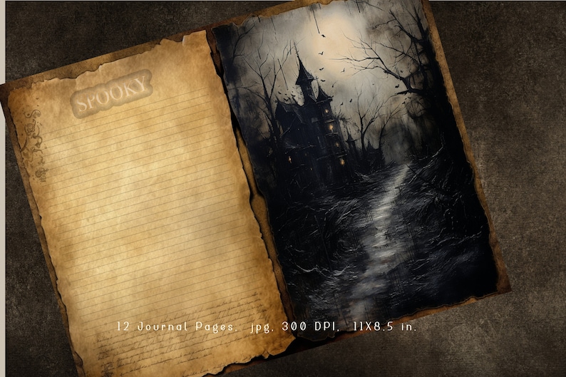 Spooky Gothic Room Junk Journal Paper: Halloween Printable (digital ...