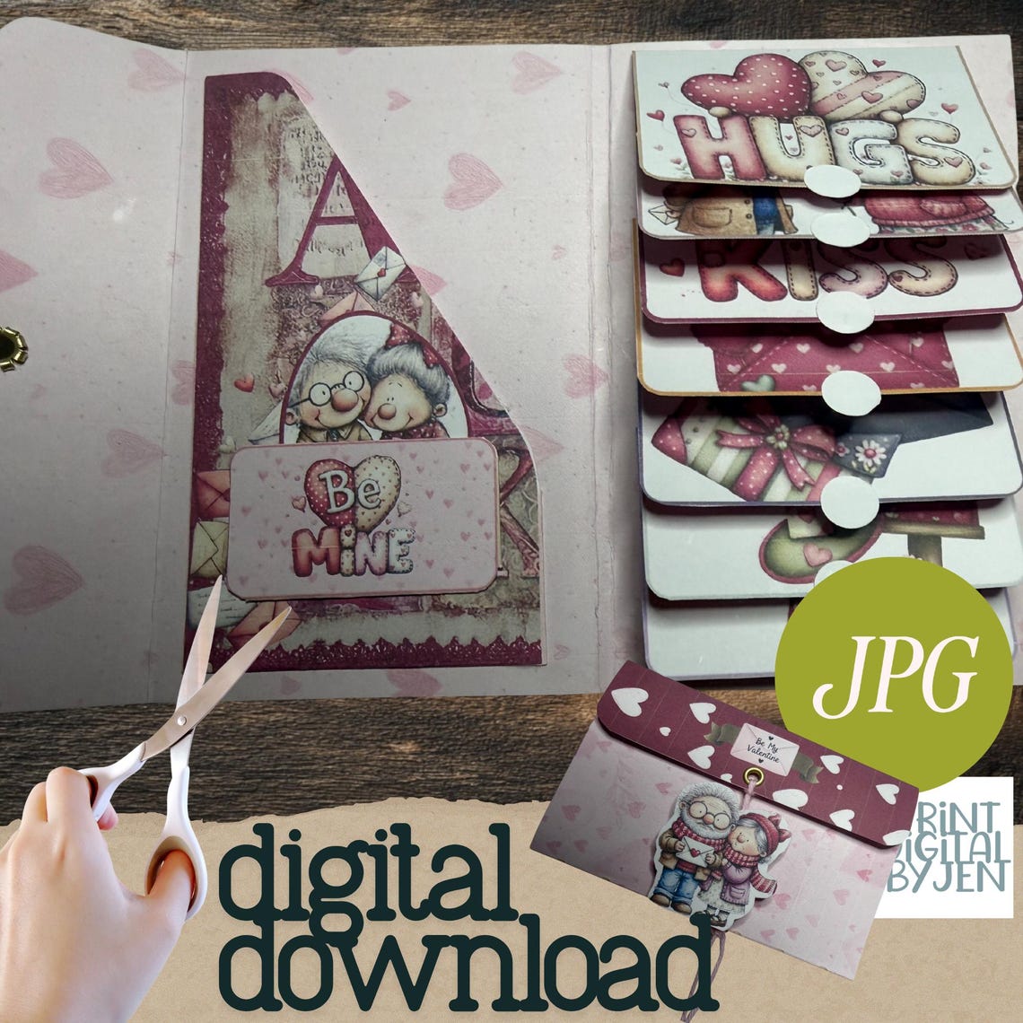 Valentine Mini Waterfall Folio: Junk Journal Printable Folio Kit - Etsy