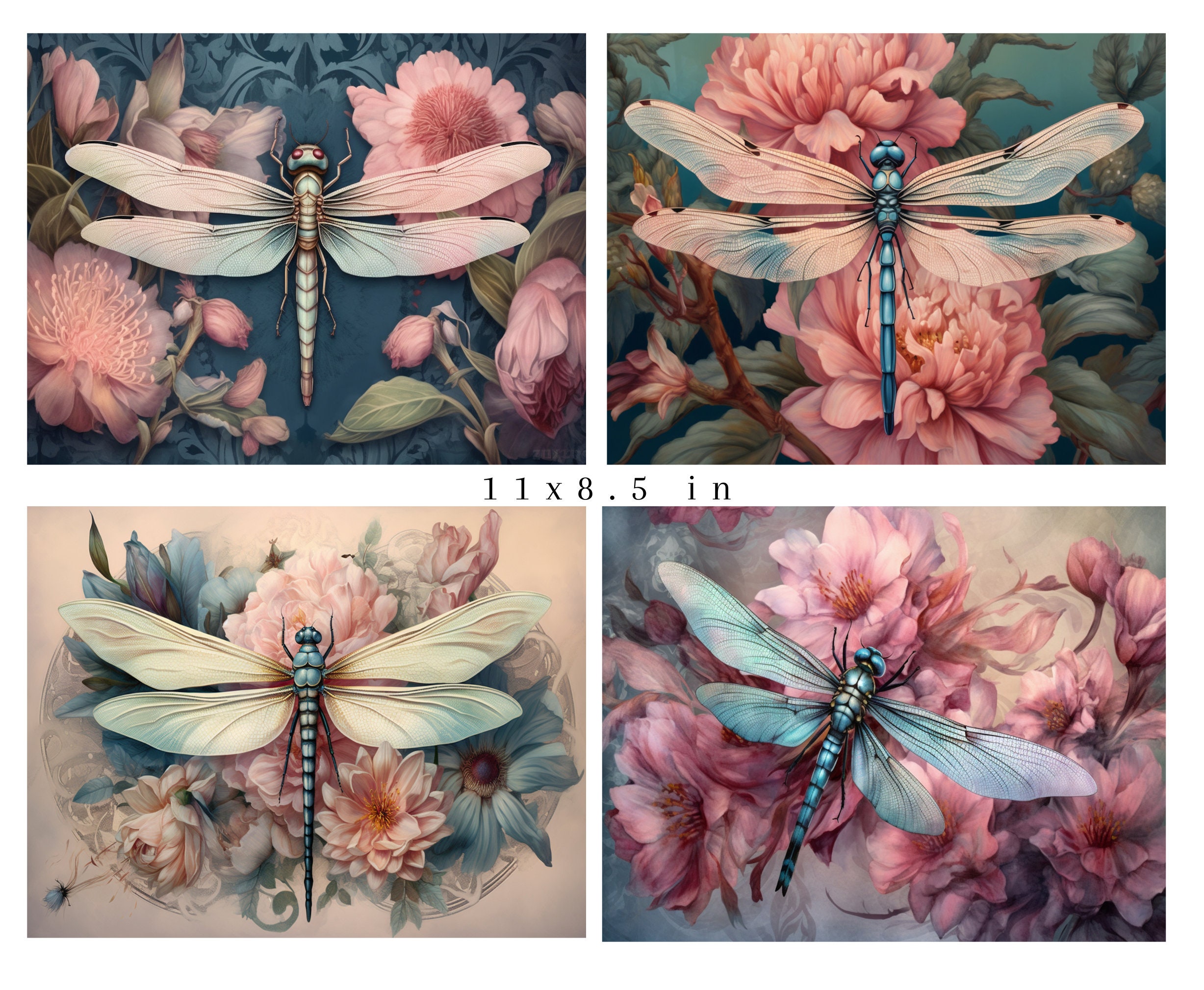 Dragonflies Junk Journal Commercial Use Journal Papers - Etsy