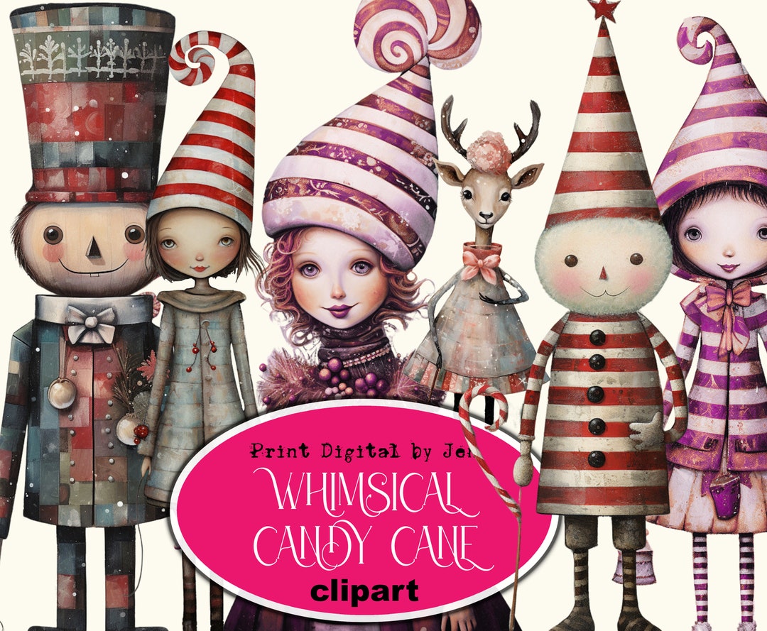 Whimsical Christmas Clipart: Junk Journal Scrapbook PNG (digital Items ...