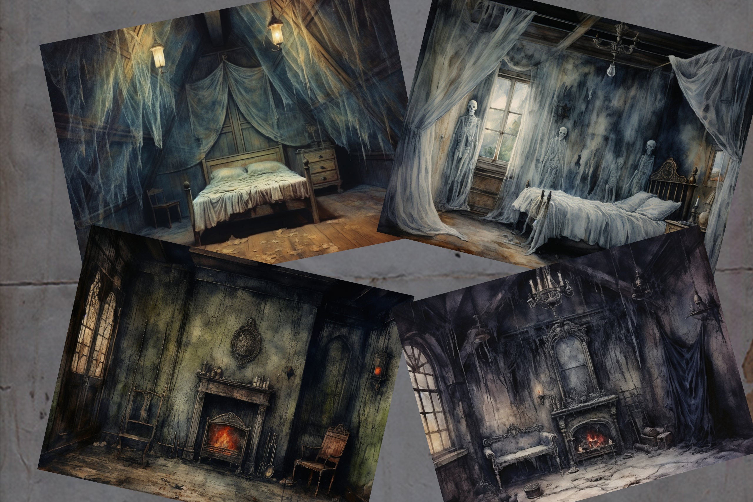 Creepy Gothic Room Junk Journal Paper: Halloween Grunge (digital ...