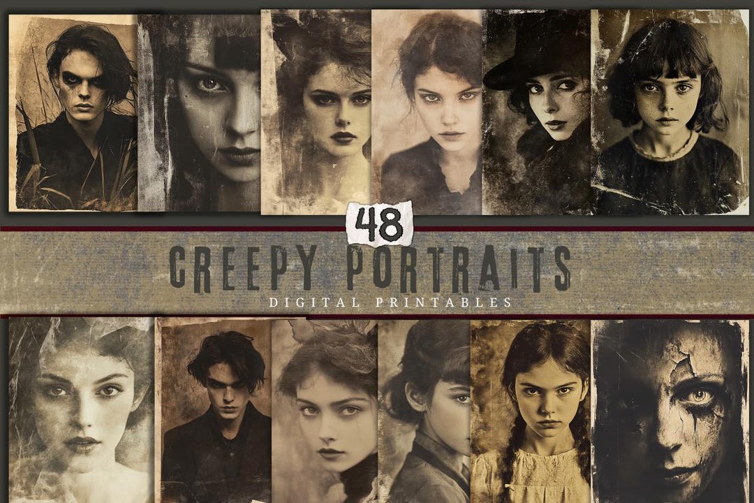 48 Creepy Vintage Portrait Photos: Halloween Ephemera (digital Download ...
