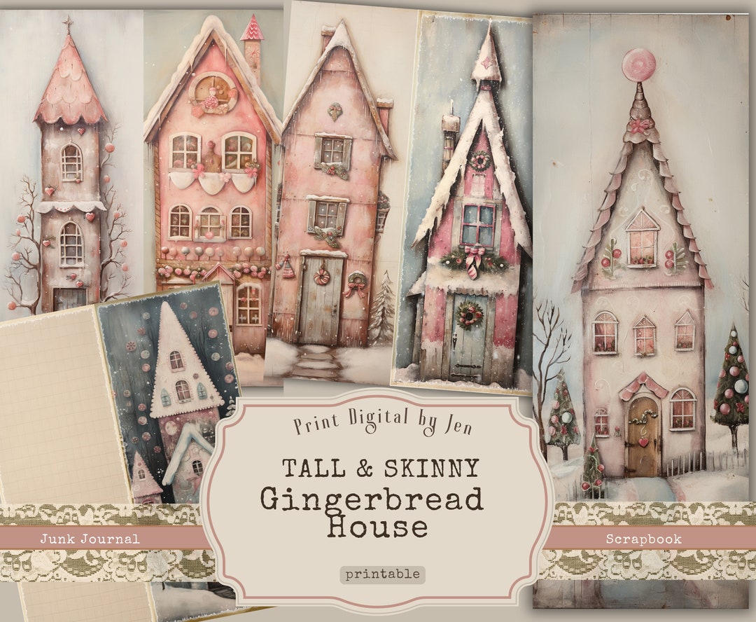 Gingerbread House Journal Pages: Pastel Shabby Chic Ephemera (digital ...
