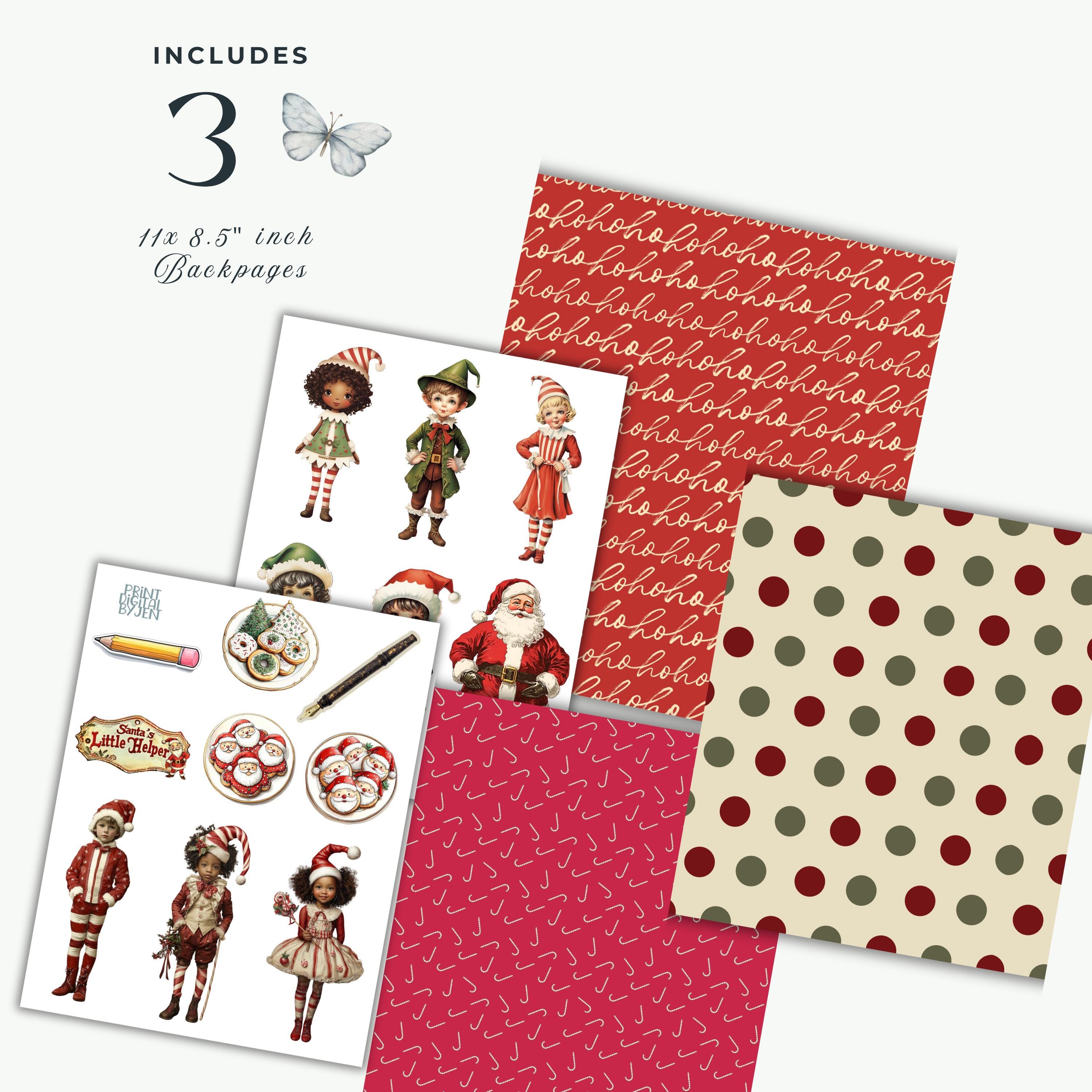 Letters to Santa Junk Journal Folio, Christmas Clipart (digital Papers ...