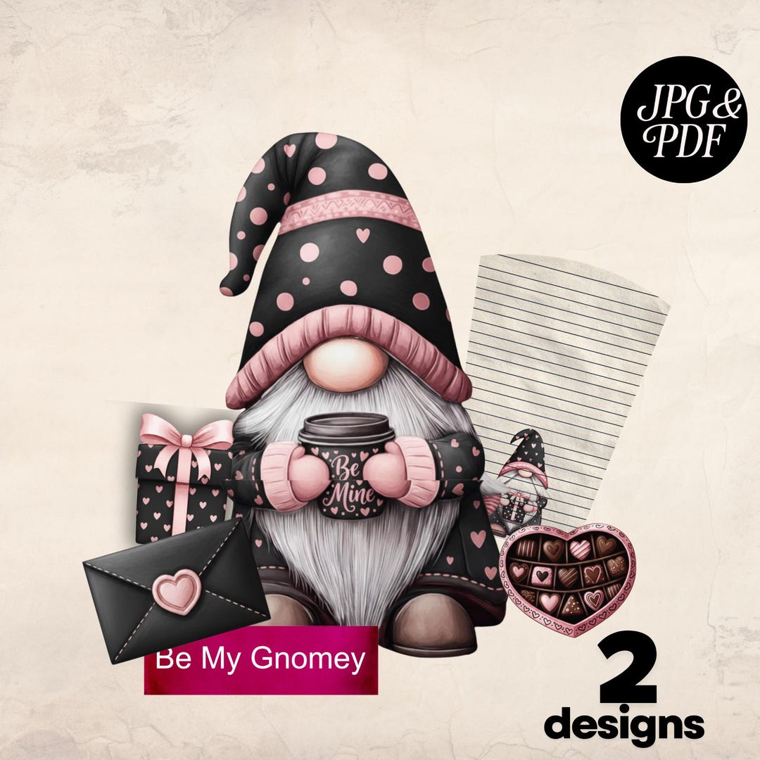 Valentine Gnome Hidden Note Kit – 2 Designs – JPG & PDF – Video ...