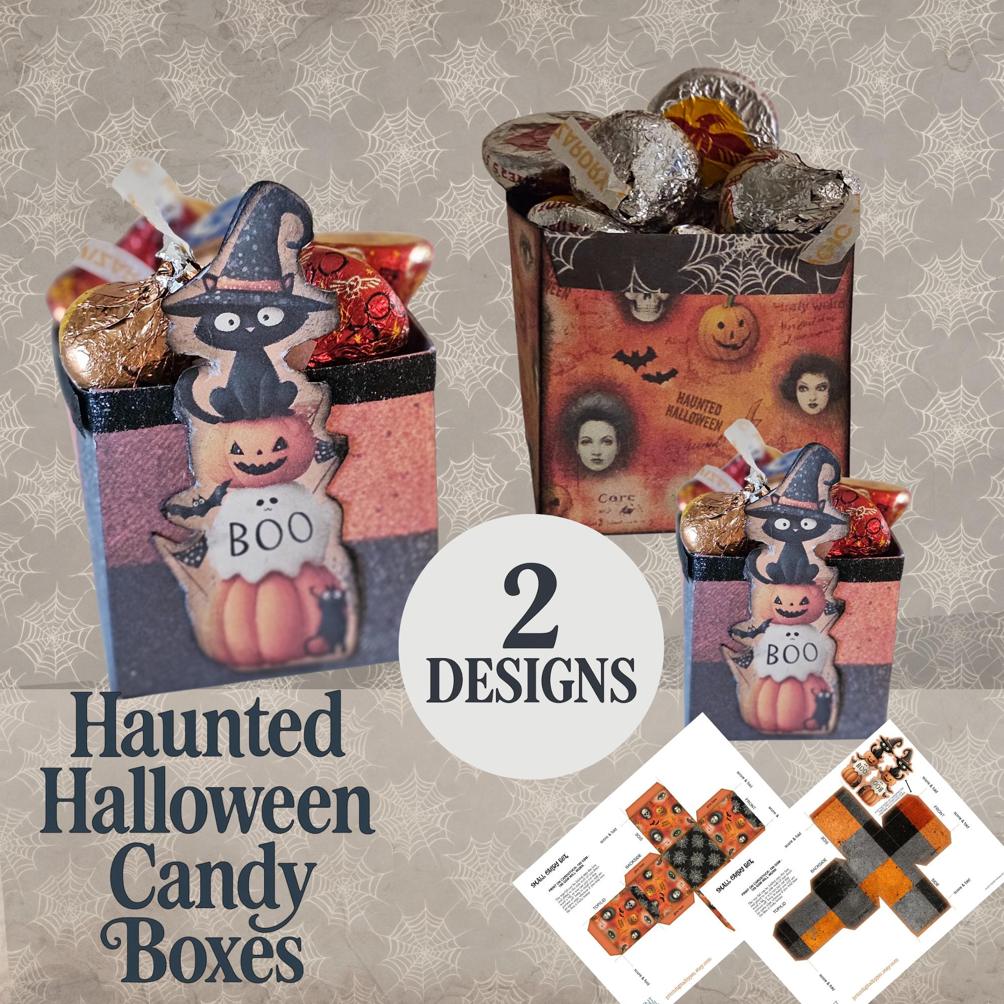 Halloween Candy Boxes: Printable 3D Treat Box Junk Journal (digital ...