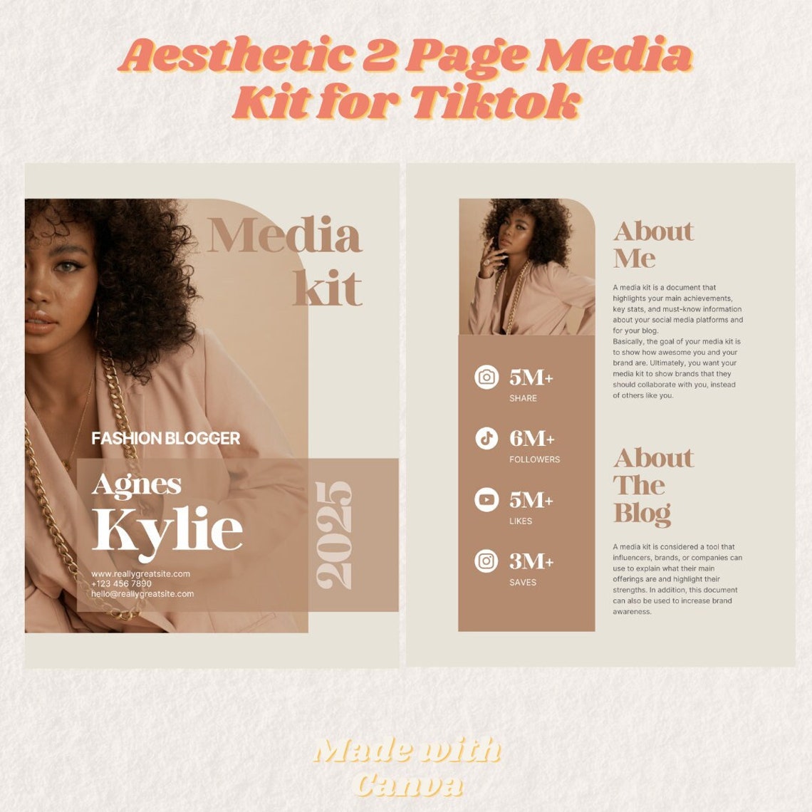 2 Page Media Kit Canva Template, UGC Creator Media Kit, Influencer ...
