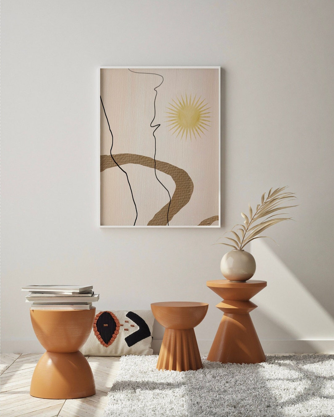 Sunburst Print Dibujo de una línea Póster minimalista Arte - Etsy México