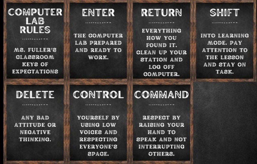 Rustic Computer Lab Posters | Shabby Chic Classroom Decor | Instant ...