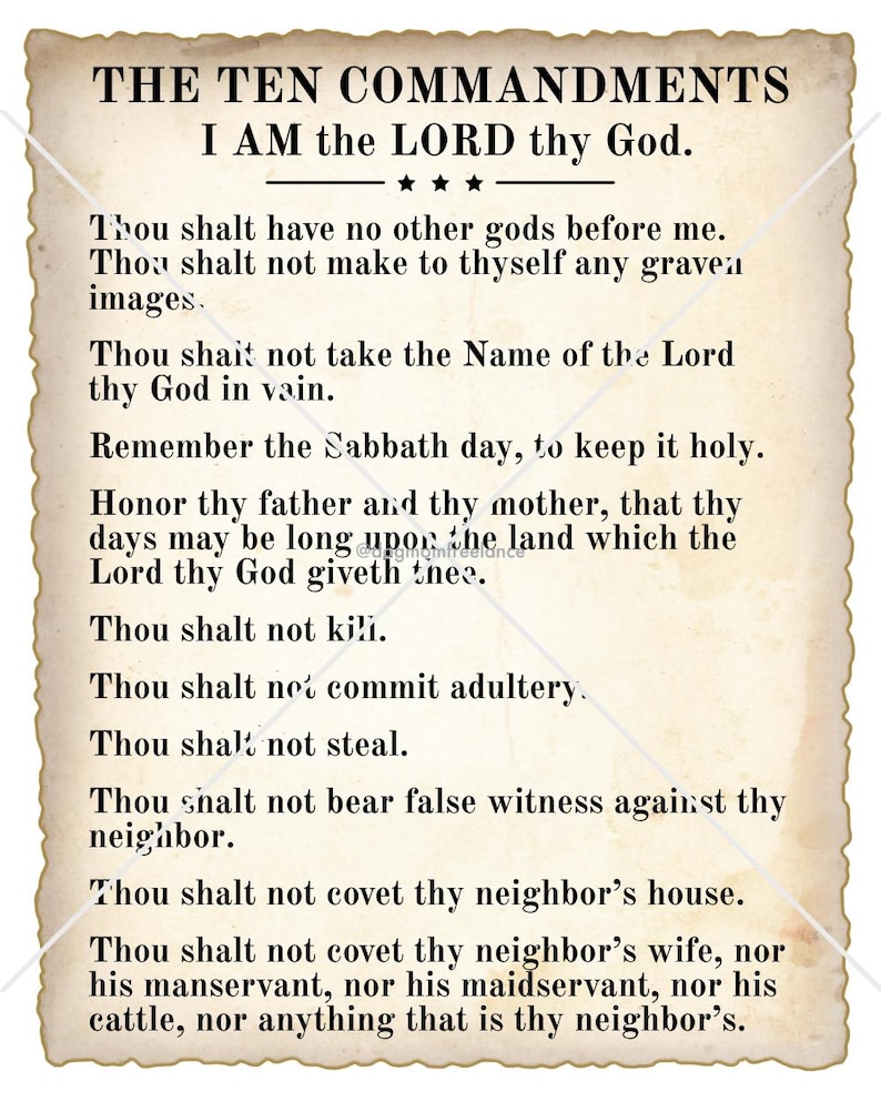 16×20 Ten Commandments Classroom Poster - 3 Design Options for Texas ...