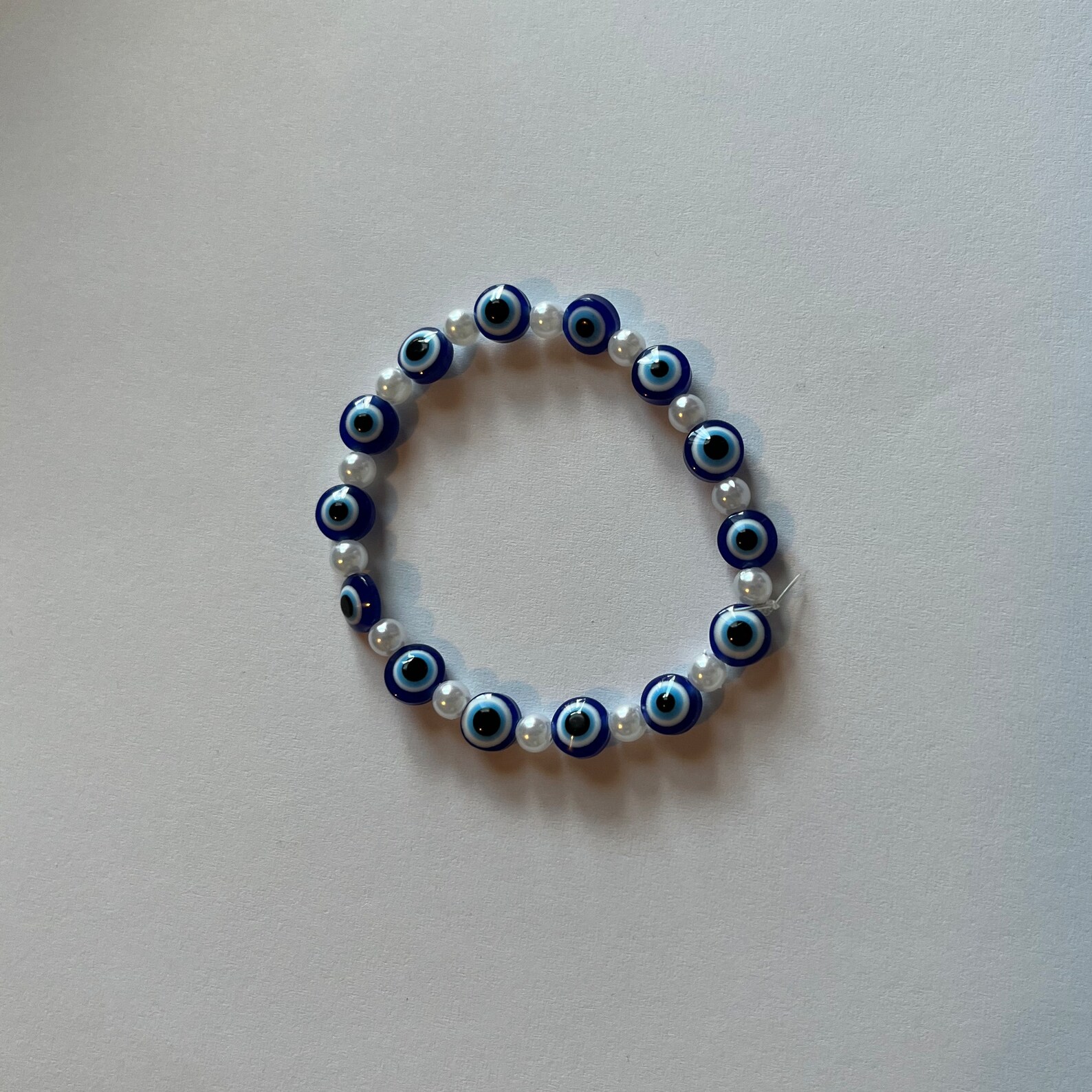 Greek Mati Bracelet - Traditional Plastic Evil Eye and Faux Pearl Beads ...