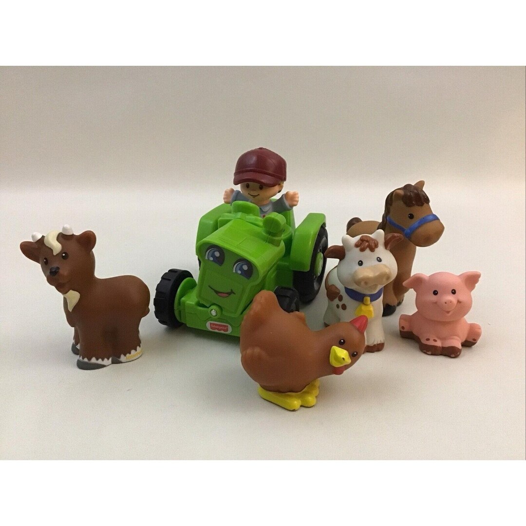 Fisher Price Little People Green Tractor Farm Farmer Front Moves ...